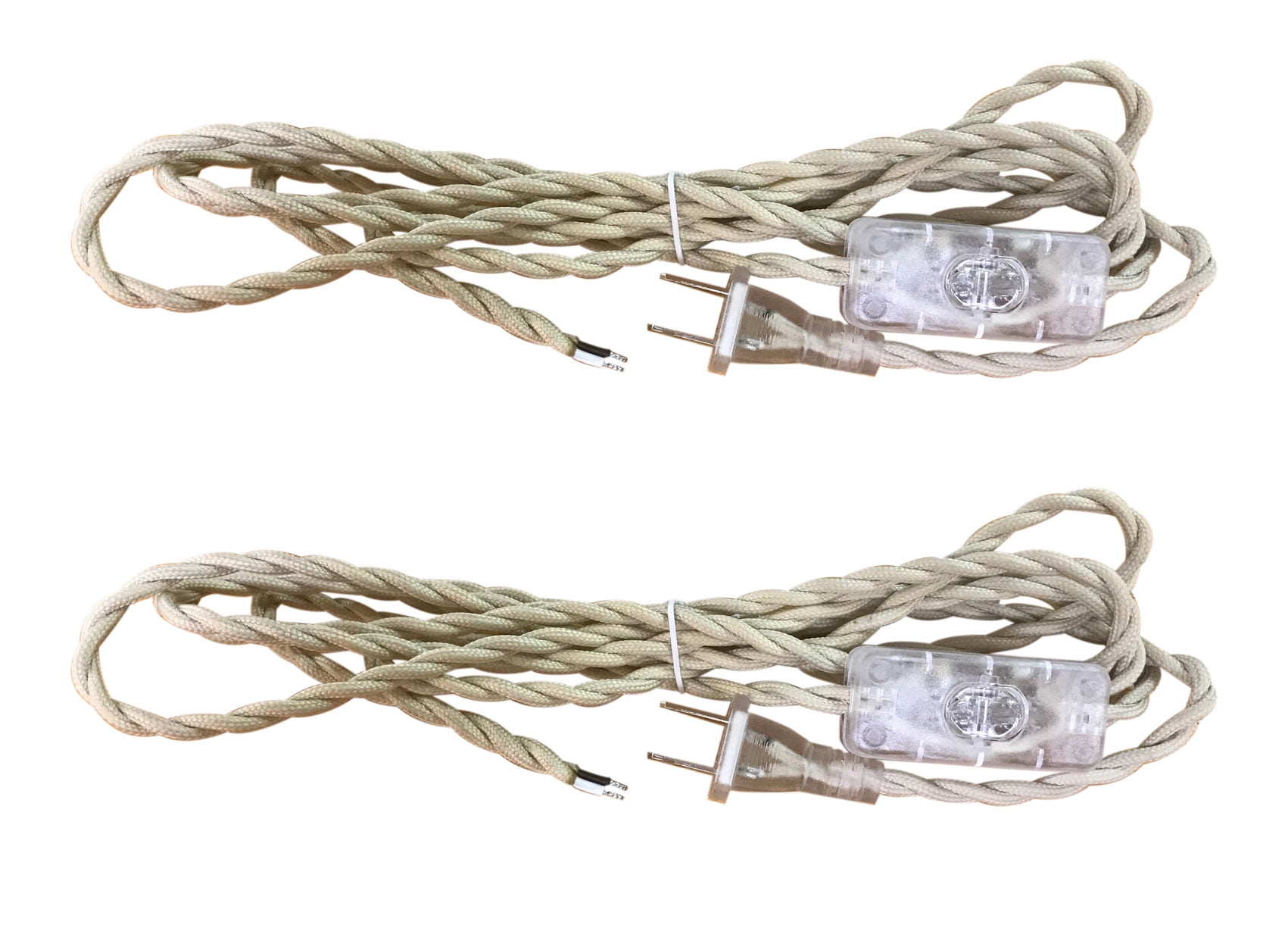 Lamp Cord Molded Plug, Stripped Ends Ready for Wiring, 8 ft long, Off ...