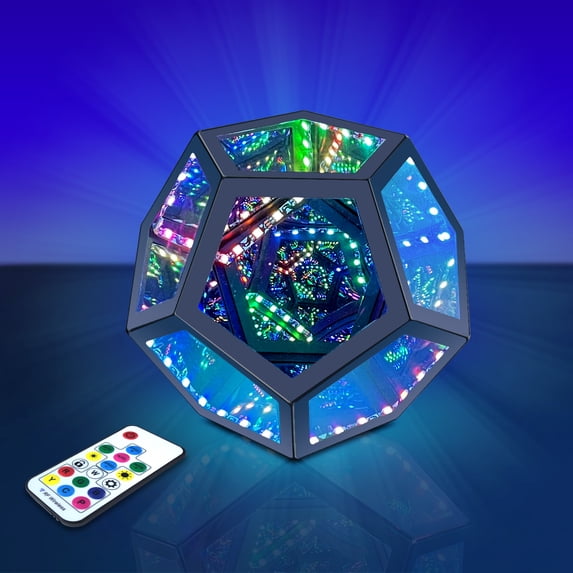Lamp Depot Infinity Dodecahedron Color-Changing LED Table Lamp, Remote ...