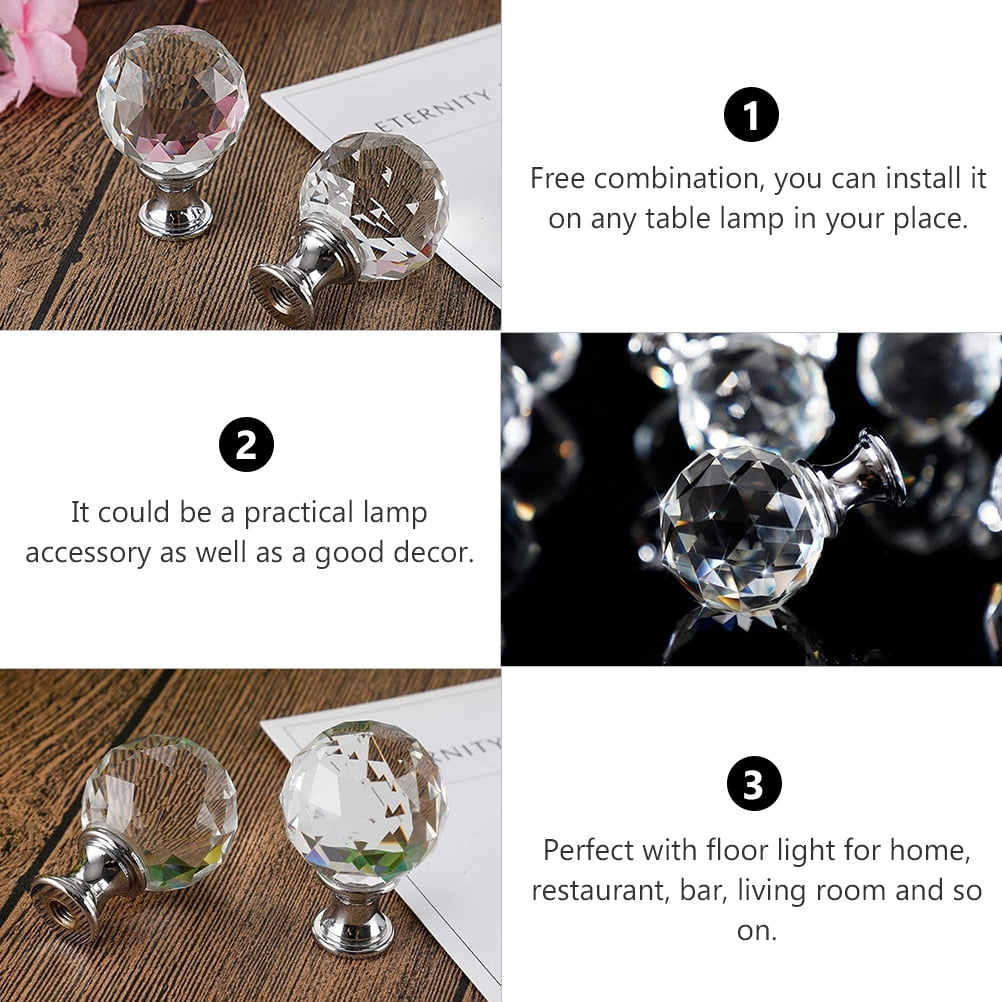 Lamp Finials Clear Crystal Lamp Finial with Polished Base for Ceiling ...