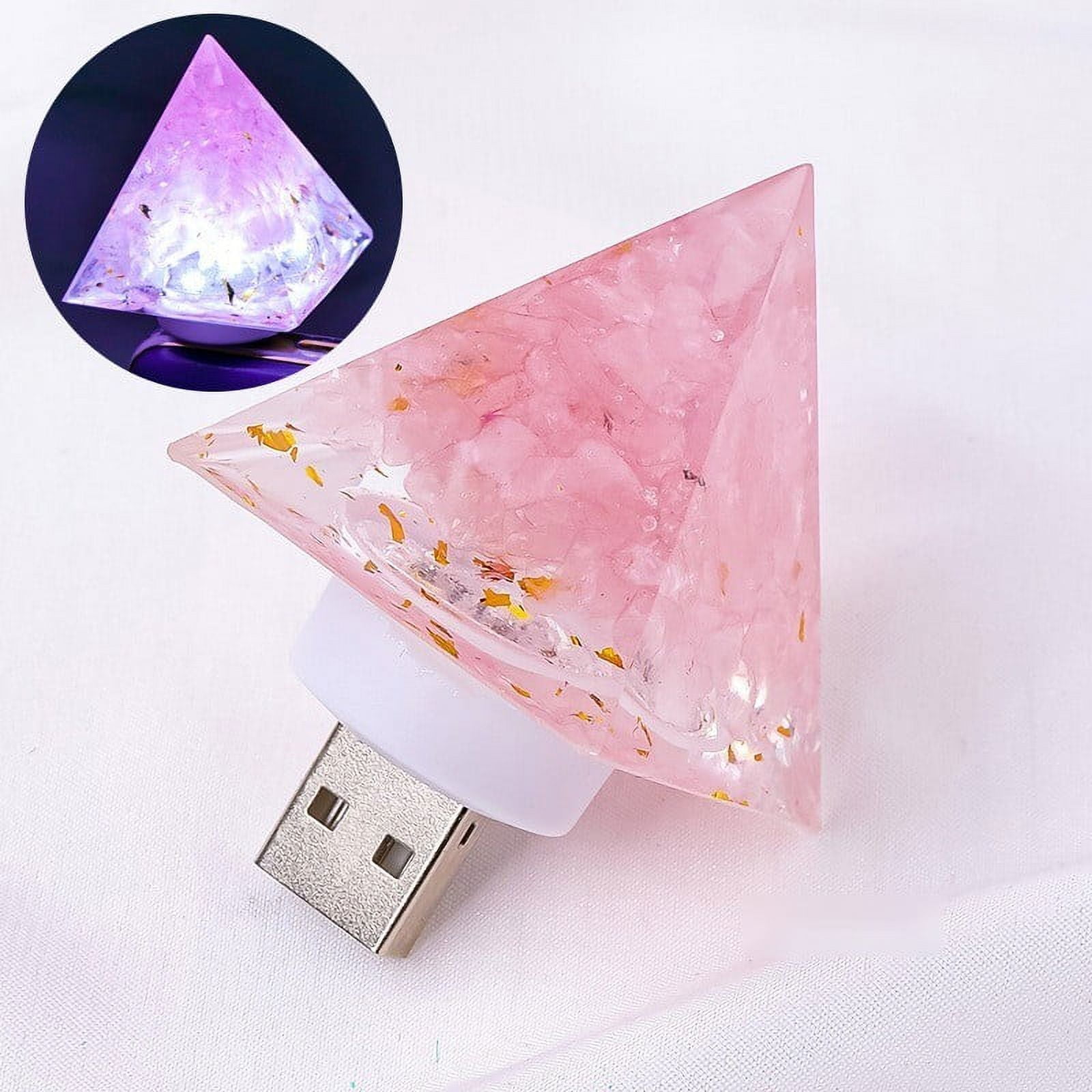 Lamp Natural Crystal Gravel Epoxy Pyramids USB Night Light Table Lamps ...