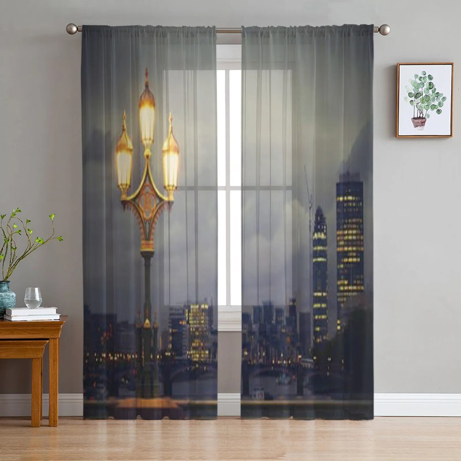 Lamp On The Westminster Bridge London Tulle Curtains For Living Room ...