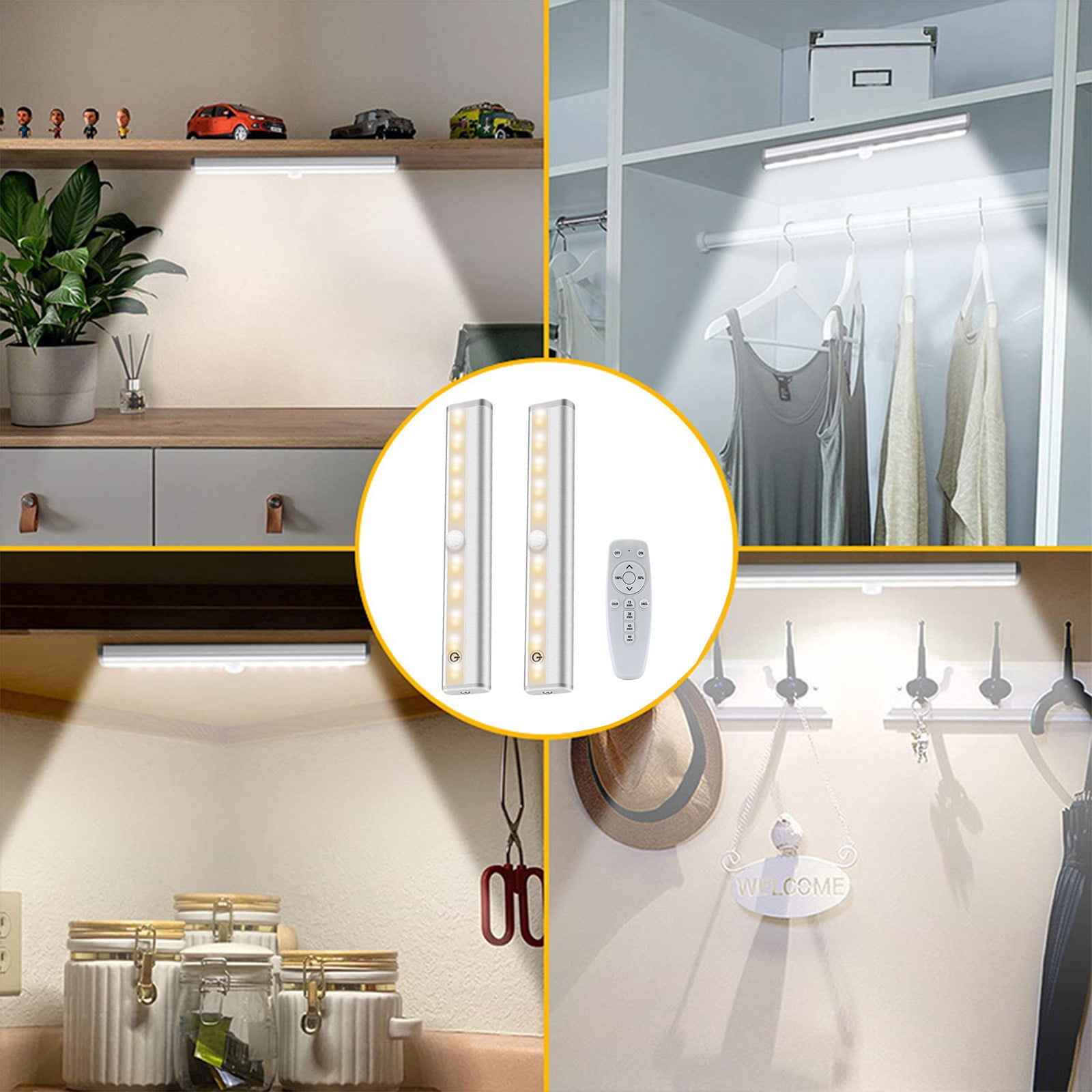 Lamp Remote Control Cabinet Light 20LED Dimmable Rechargeable ing ...