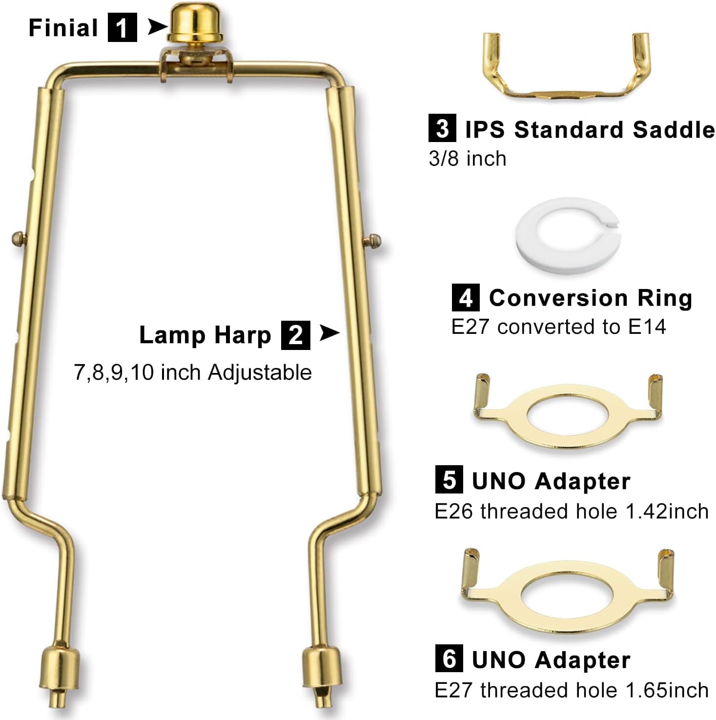 Lamp Shade Holder, 7 8 9 10 inch Adjustable Lamp Harp, Hardware Parts ...