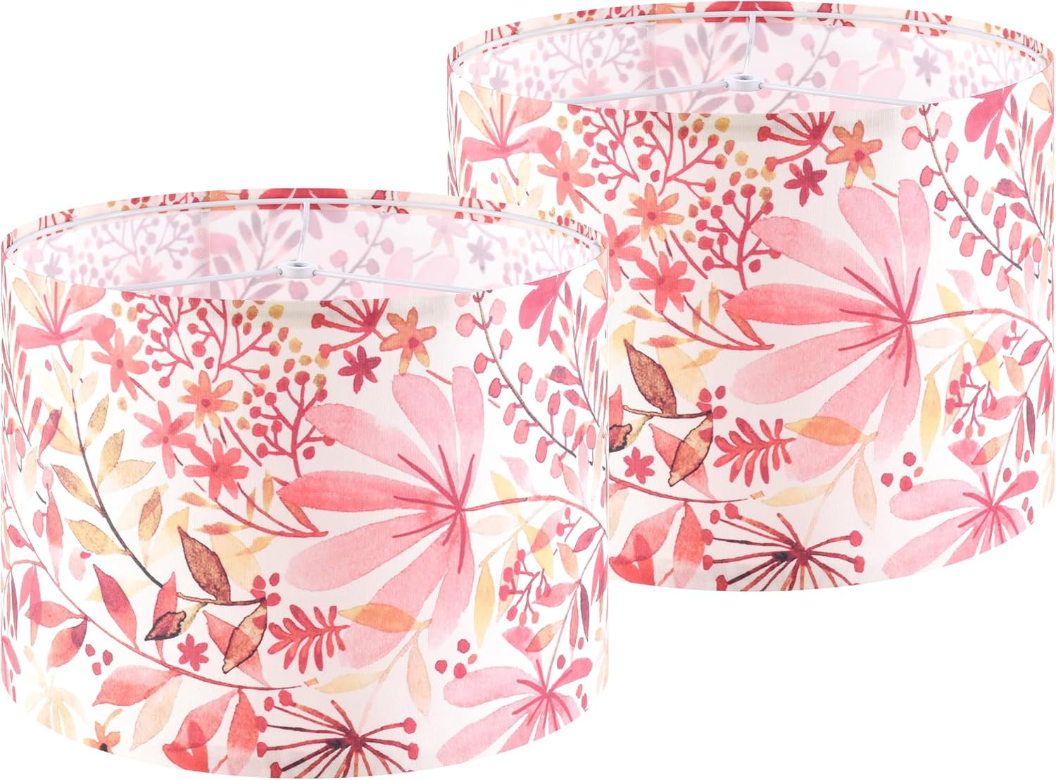 Lamp Shades Set of 2 Drum Lamp Shade,Leaf Patterned Lamp Shade 13" Top ...