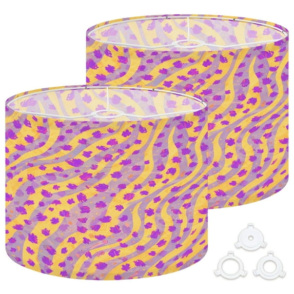 Lamp Shades Set of 2 Easy Assembly Abstract Stylish Brush Leopard Dots ...