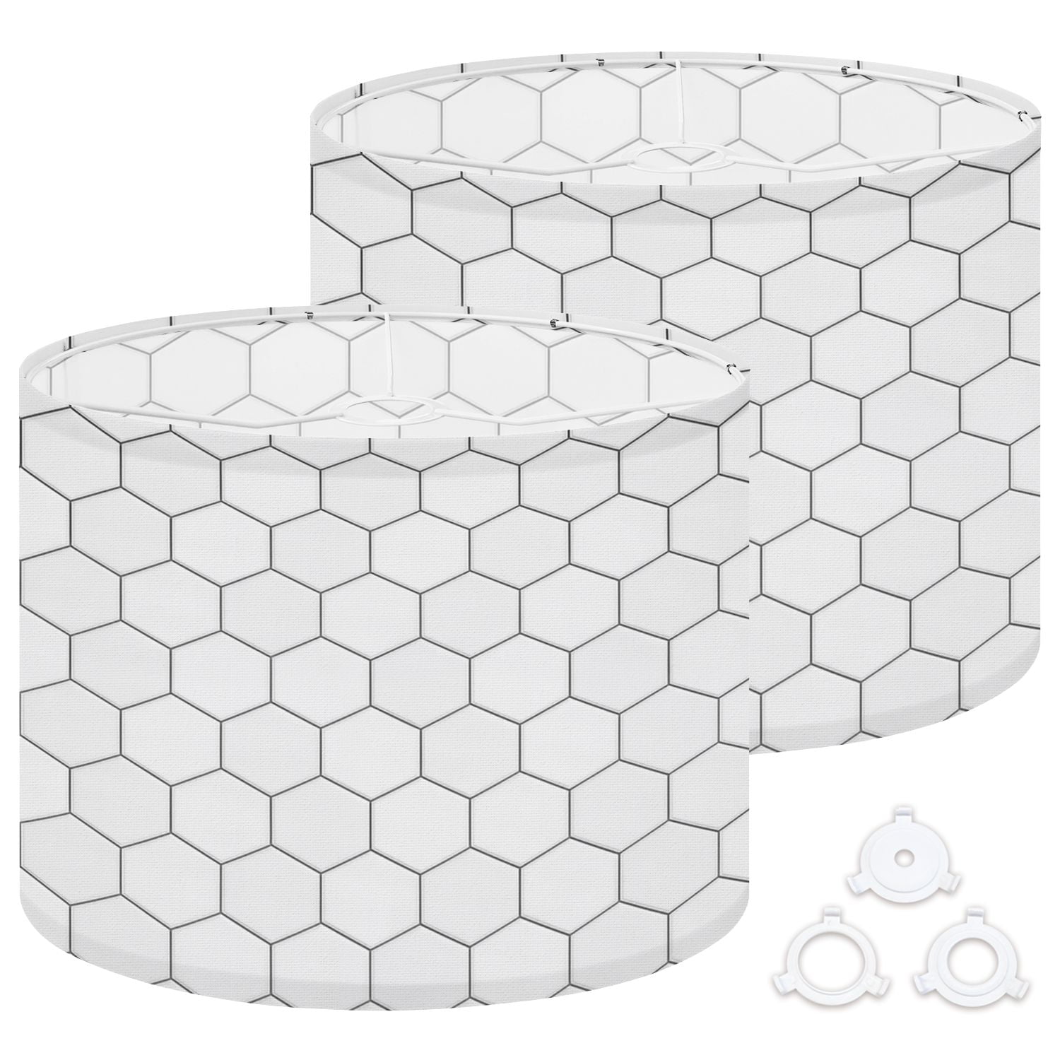 Lamp Shades Set of 2 Easy Assembly Abstract white gray ceramic tiles ...