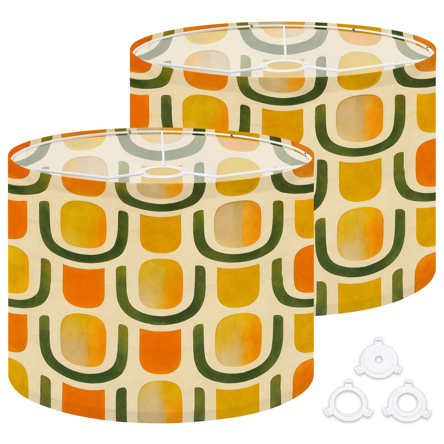 Lamp Shades Set of 2 Easy Assembly Art Deco style geometric earthy ...