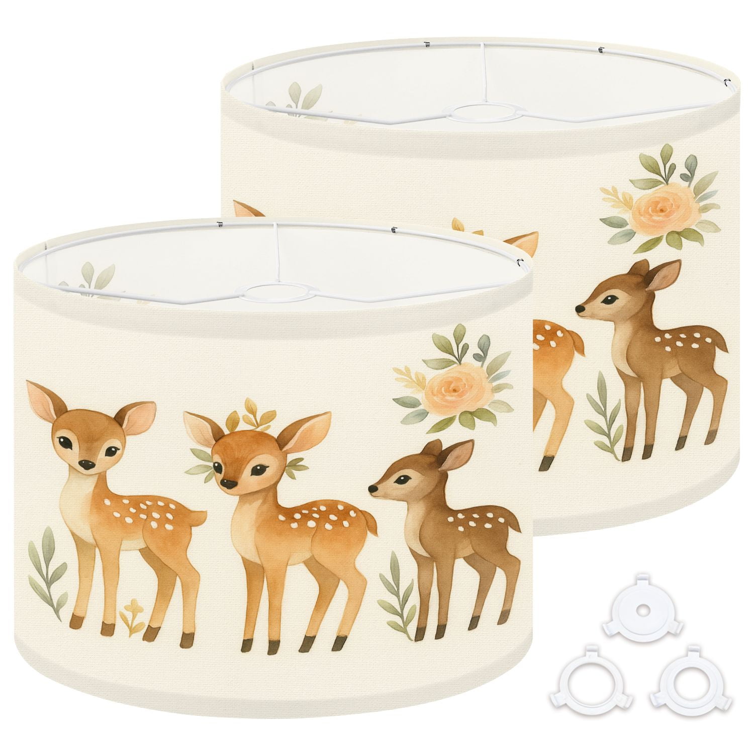 Lamp Shades Set of 2 Easy Assembly Baby Deer Watercolor Fawn Forest ...