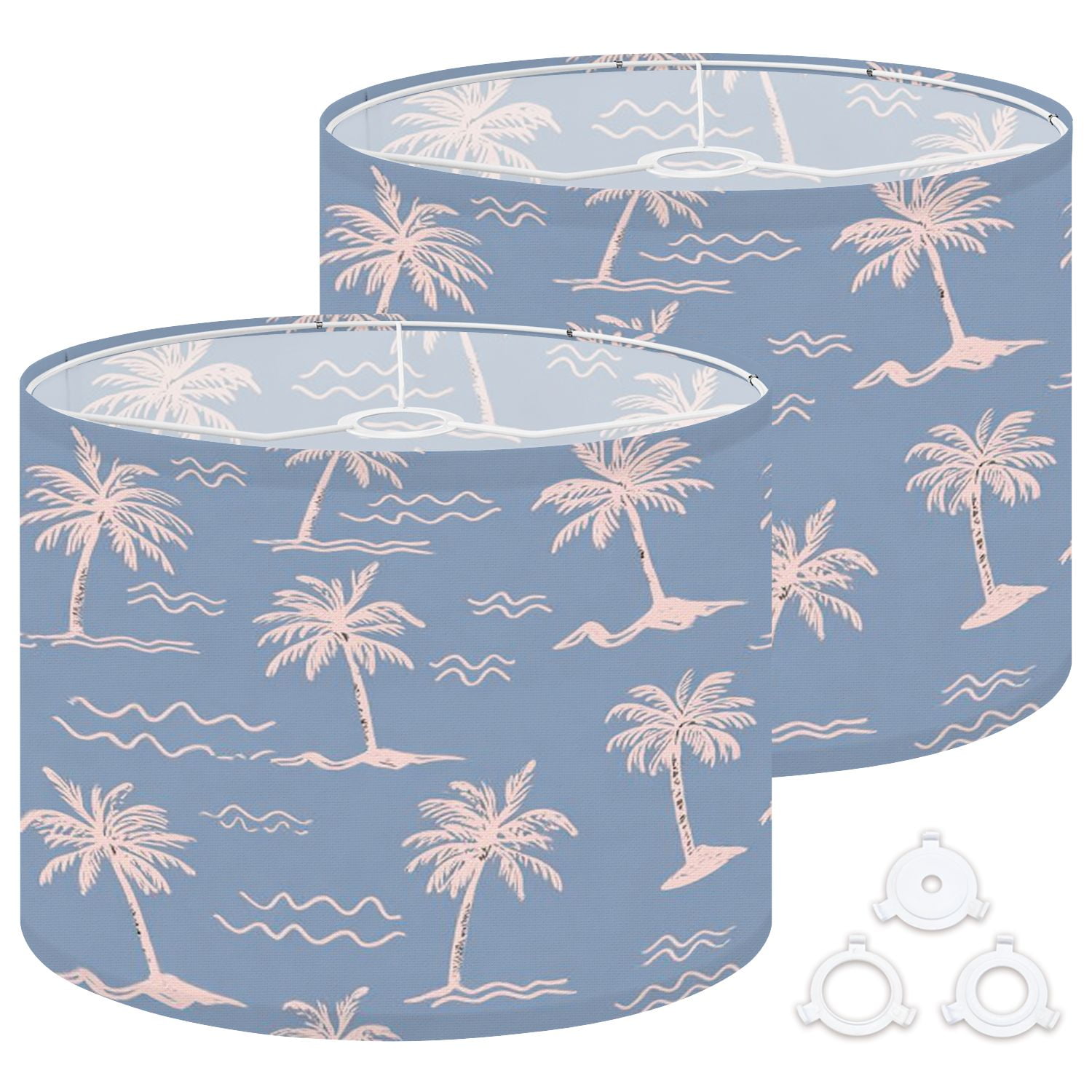 Lamp Shades Set of 2 Easy Assembly Beach simple boho Palm tree ocean ...