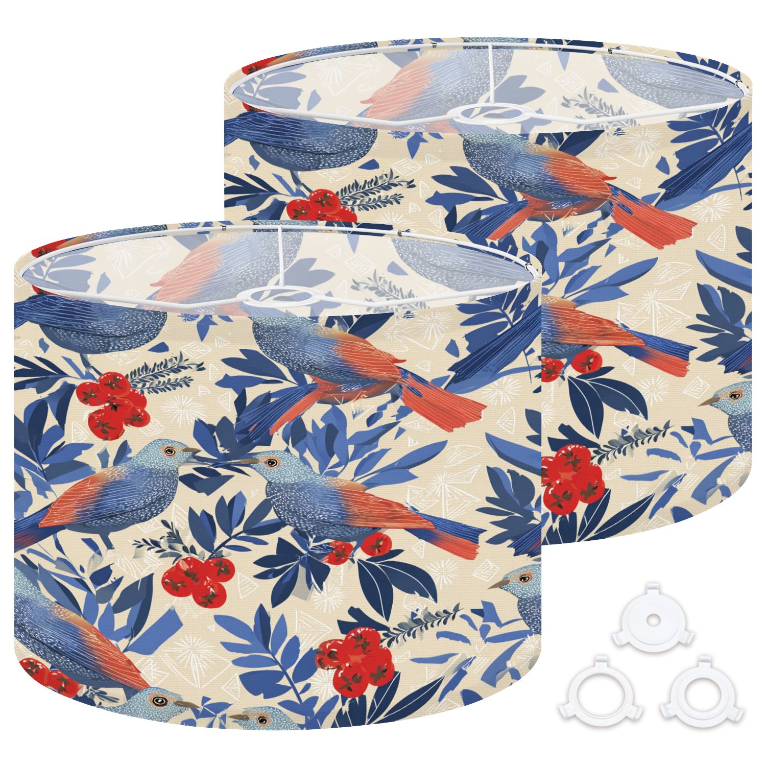 Lamp Shades Set of 2 Easy Assembly Bullfinches branches flat cartoon ...