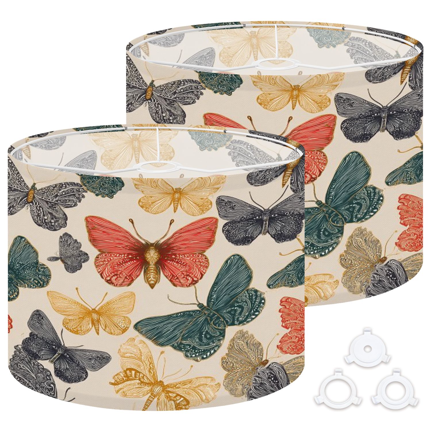 Lamp Shades Set of 2 Easy Assembly Butterflies doodle style Butterfly ...