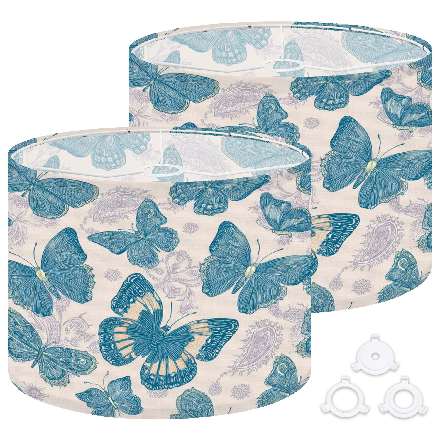 Lamp Shades Set of 2 Easy Assembly Butterflies doodle style Butterfly ...