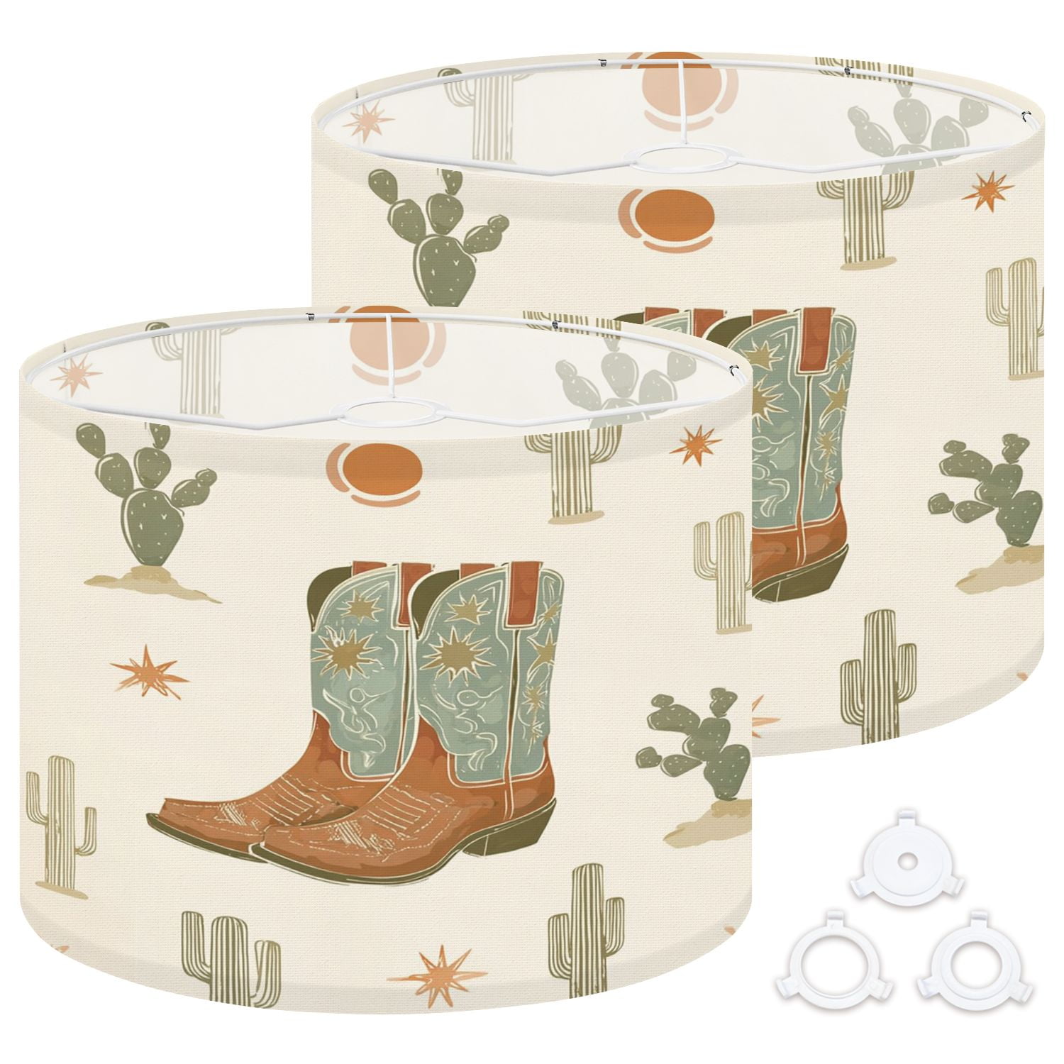 Lamp Shades Set of 2 Easy Assembly Cactus cowboy style Cowboy western ...