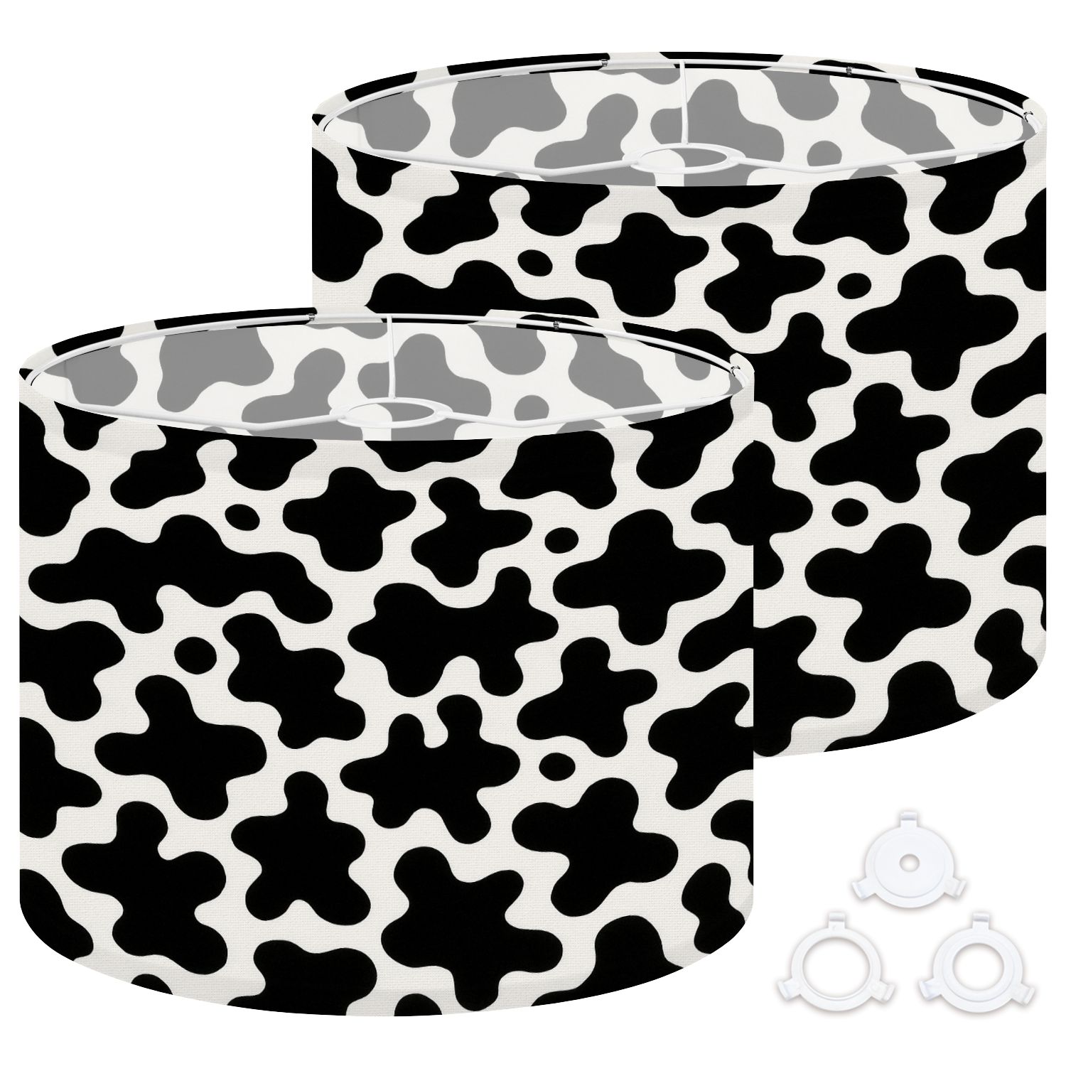 Lamp Shades Set of 2 Easy Assembly Cow skin texture black white spot ...