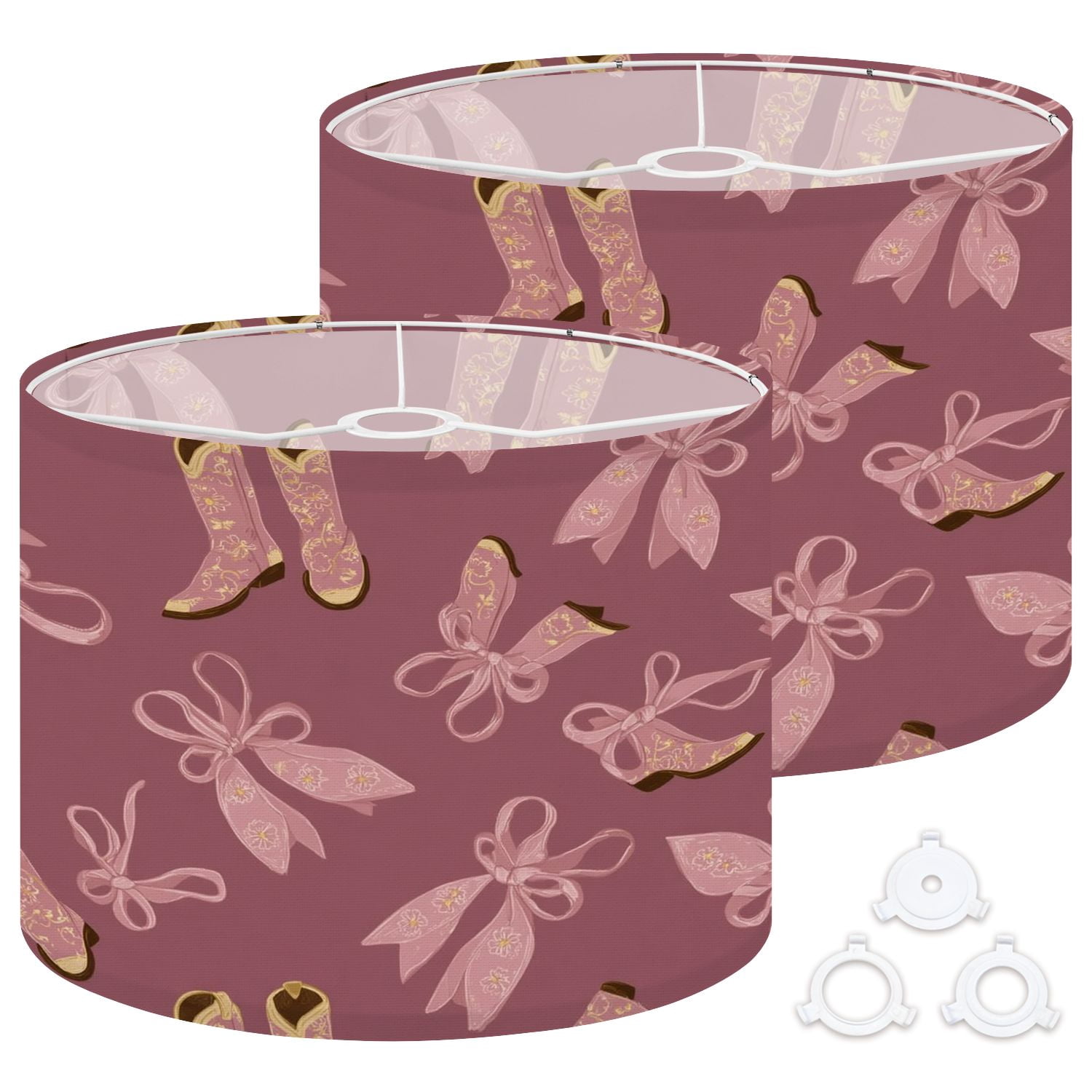 Lamp Shades Set of 2 Easy Assembly Cowgirl Western themed print cowboy ...