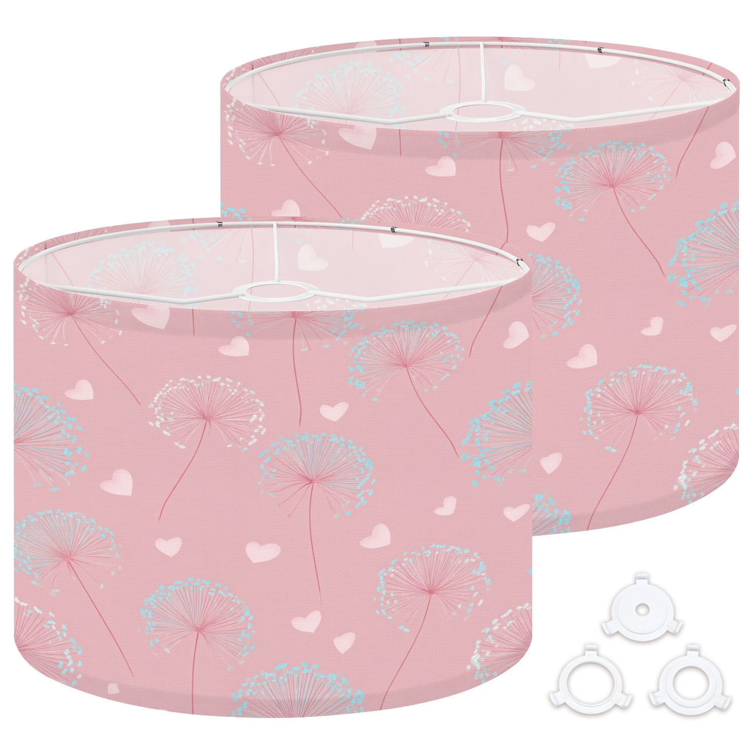 Lamp Shades Set of 2 Easy Assembly Dandelion valentine Meadow flower ...