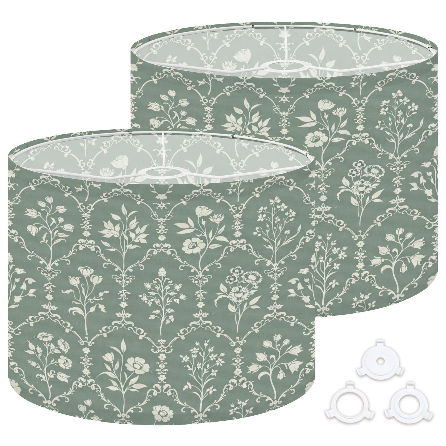 Lamp Shades Set of 2 Easy Assembly Floral Damask Vintage Botanical ...