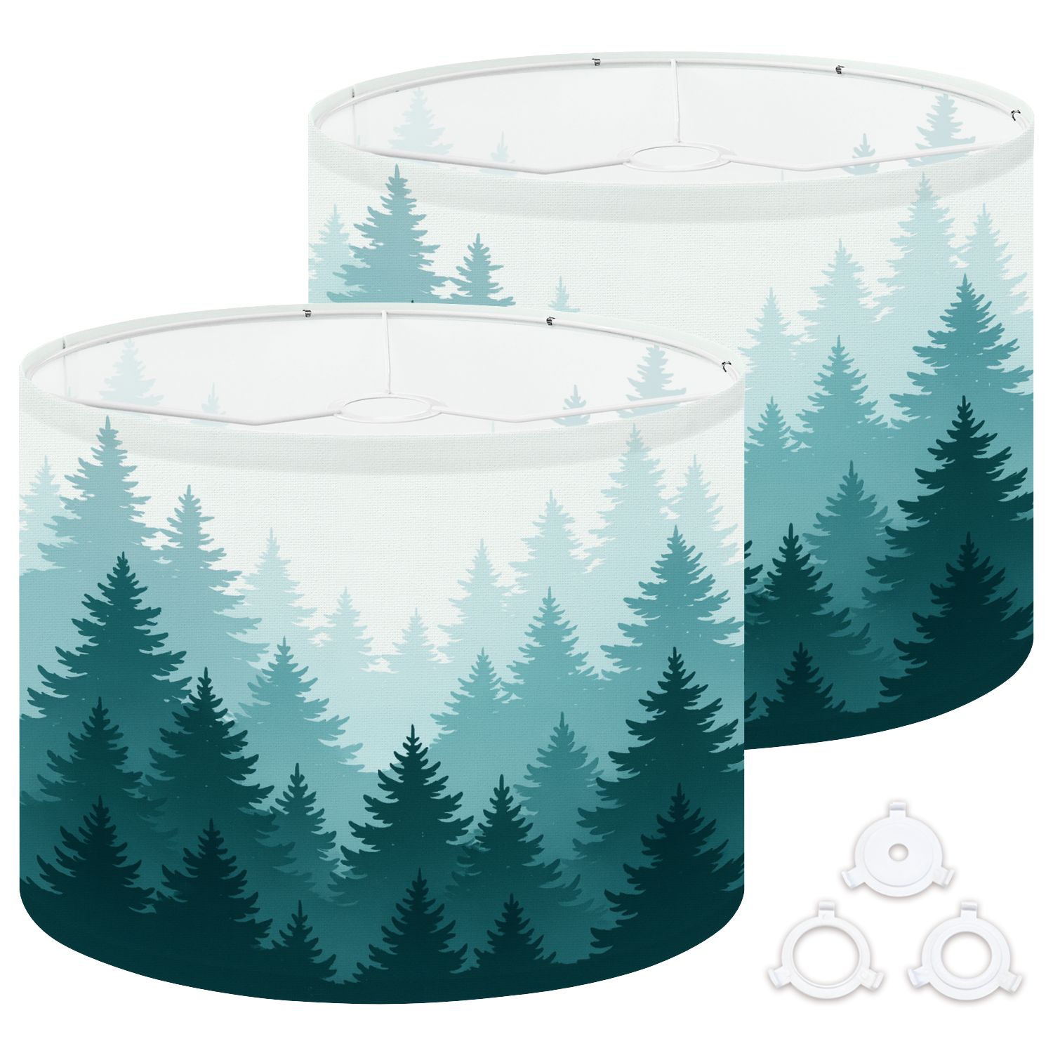Lamp Shades Set of 2 Easy Assembly Forest beautiful landscape ...