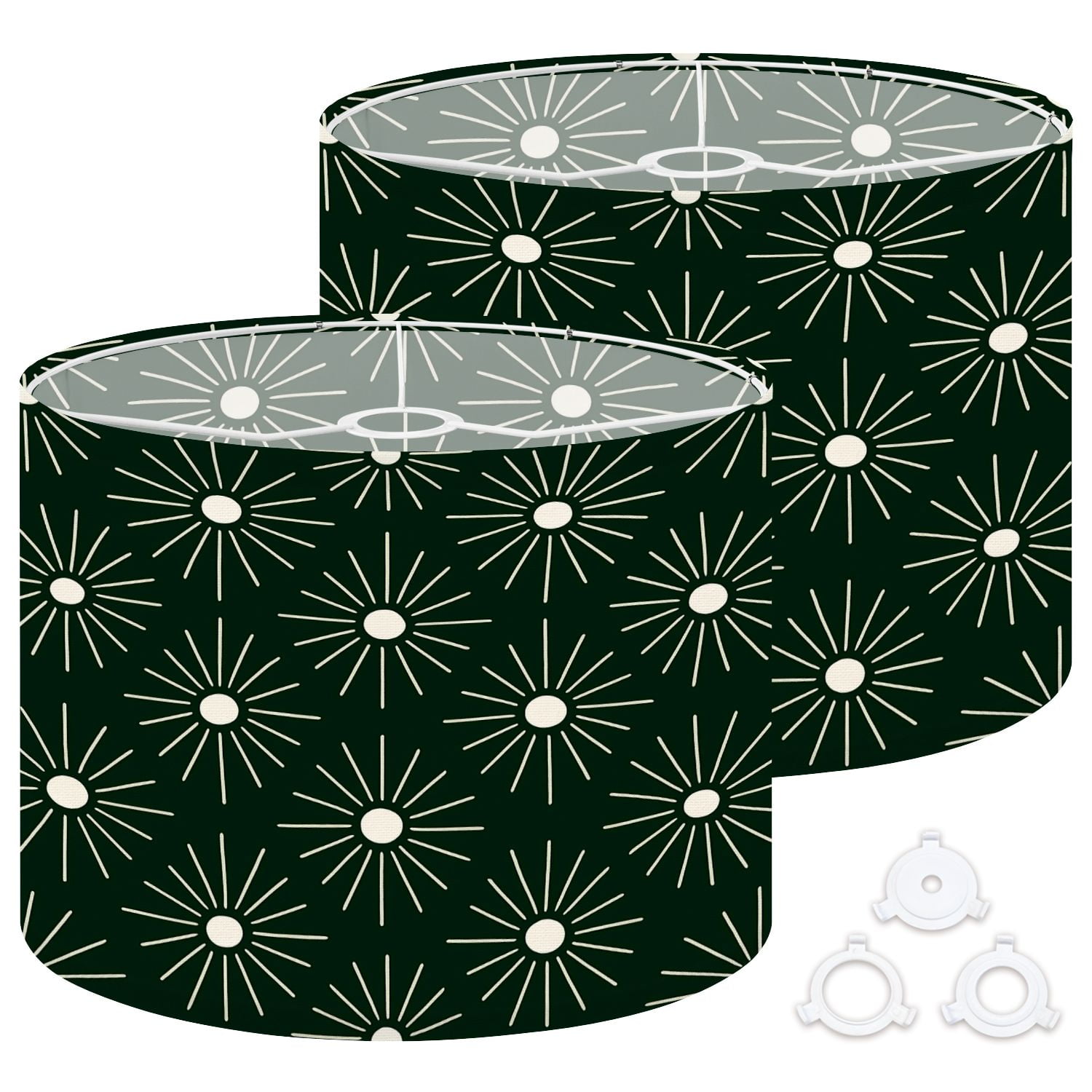 Lamp Shades Set of 2 Easy Assembly Galaxy Hand Drawn Seamless Festive ...