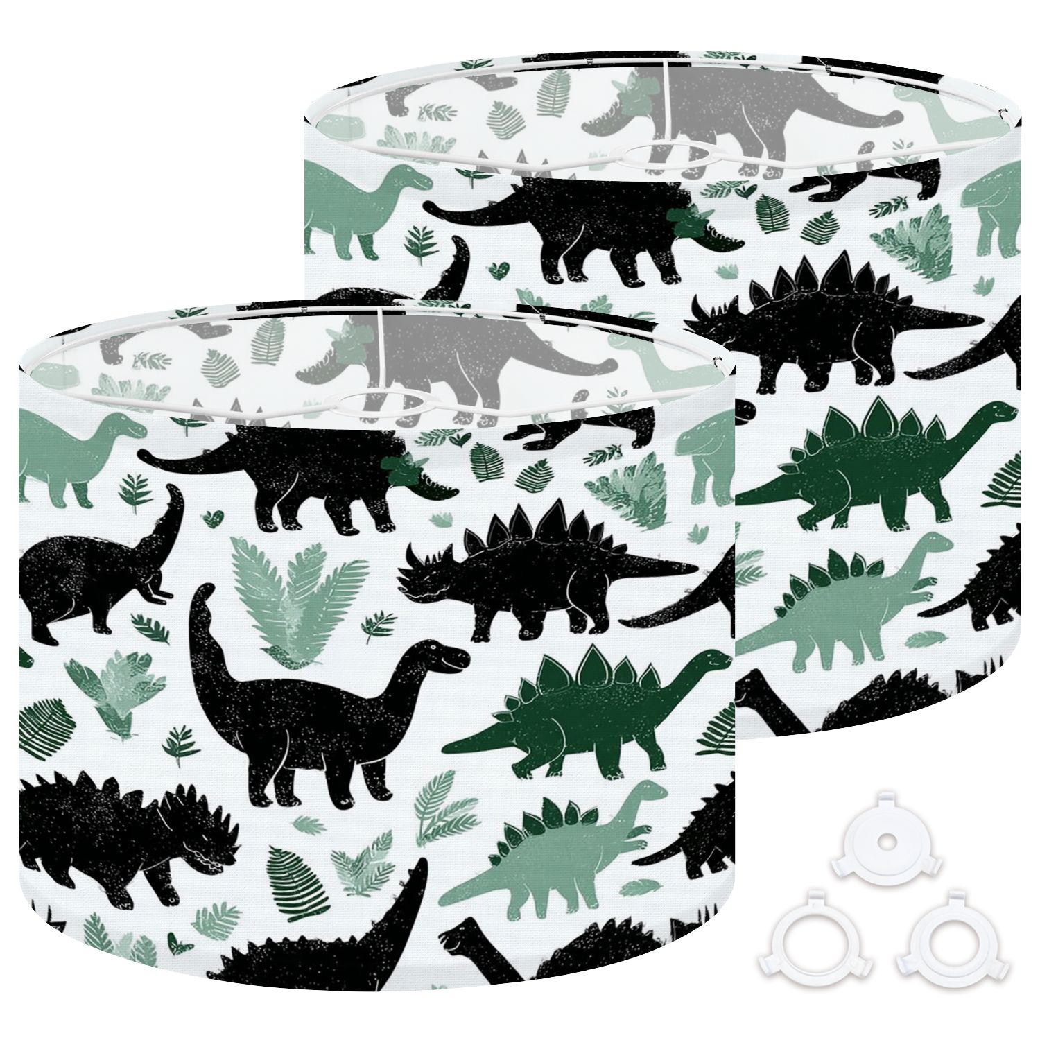 Lamp Shades Set of 2 Easy Assembly Grunge dinosaur silhouette white ...