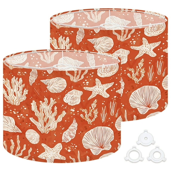 Lamp Shades Set of 2 Easy Assembly Hand Drawn Sea Shells Fossils ...