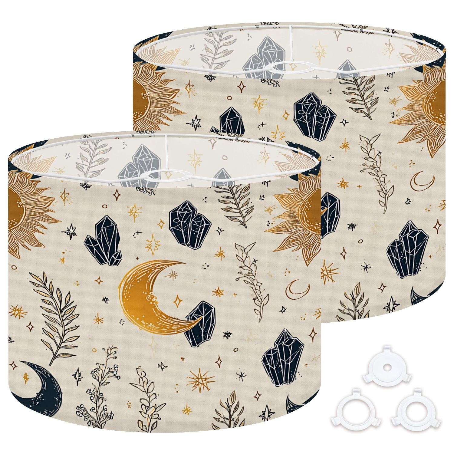 Lamp Shades Set of 2 Easy Assembly Hand drawn abstract retro graphic ...