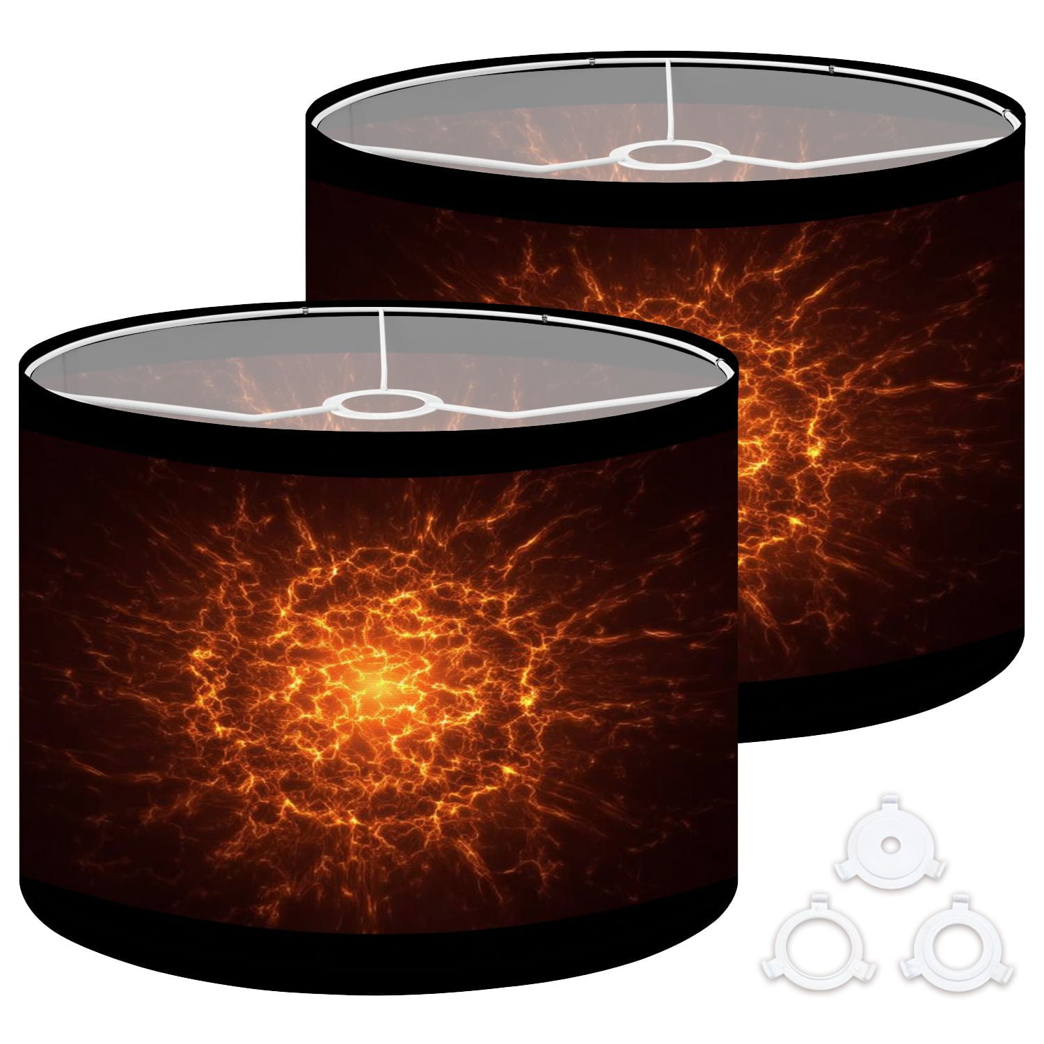 Lamp Shades Set of 2 Easy Assembly Inferno fire ball Abstract burning ...