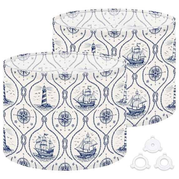 Lamp Shades Set of 2 Easy Assembly Nautical Lighthouses Ships Compass ...