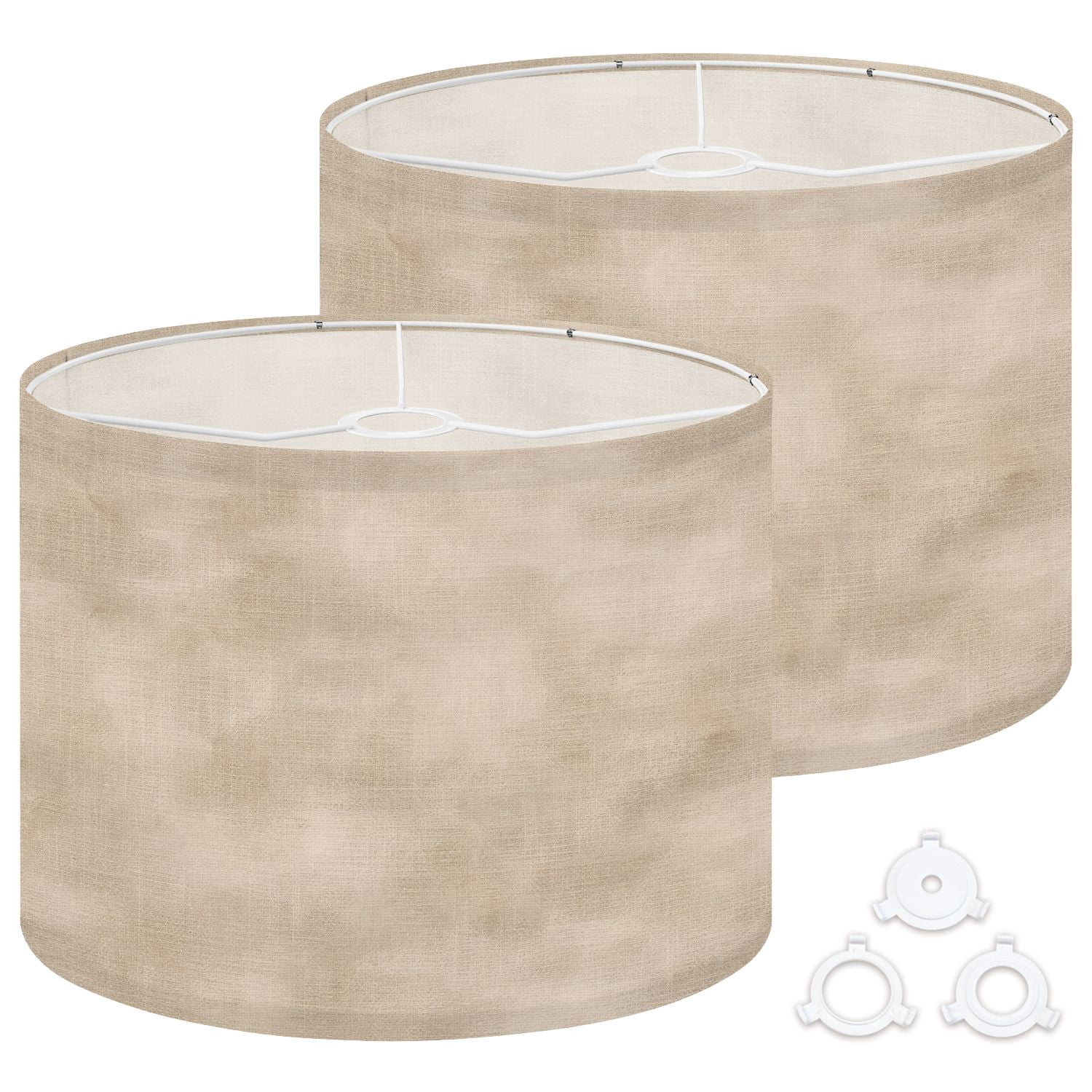 Lamp Shades Set of 2 Easy Assembly Neutral Beige Linen Texture Soft ...