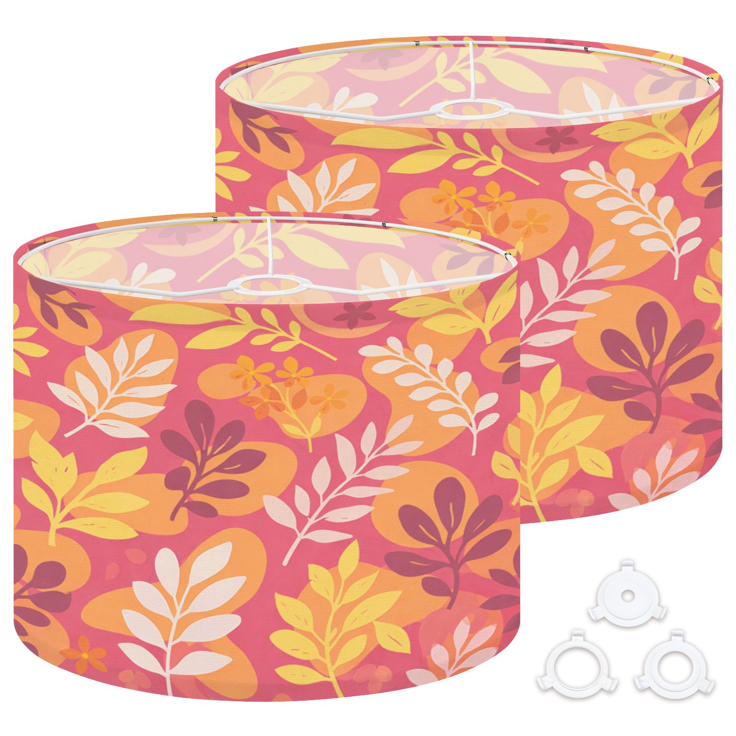 Lamp Shades Set of 2 Easy Assembly Pink Elegant Garden Watercolor Art ...
