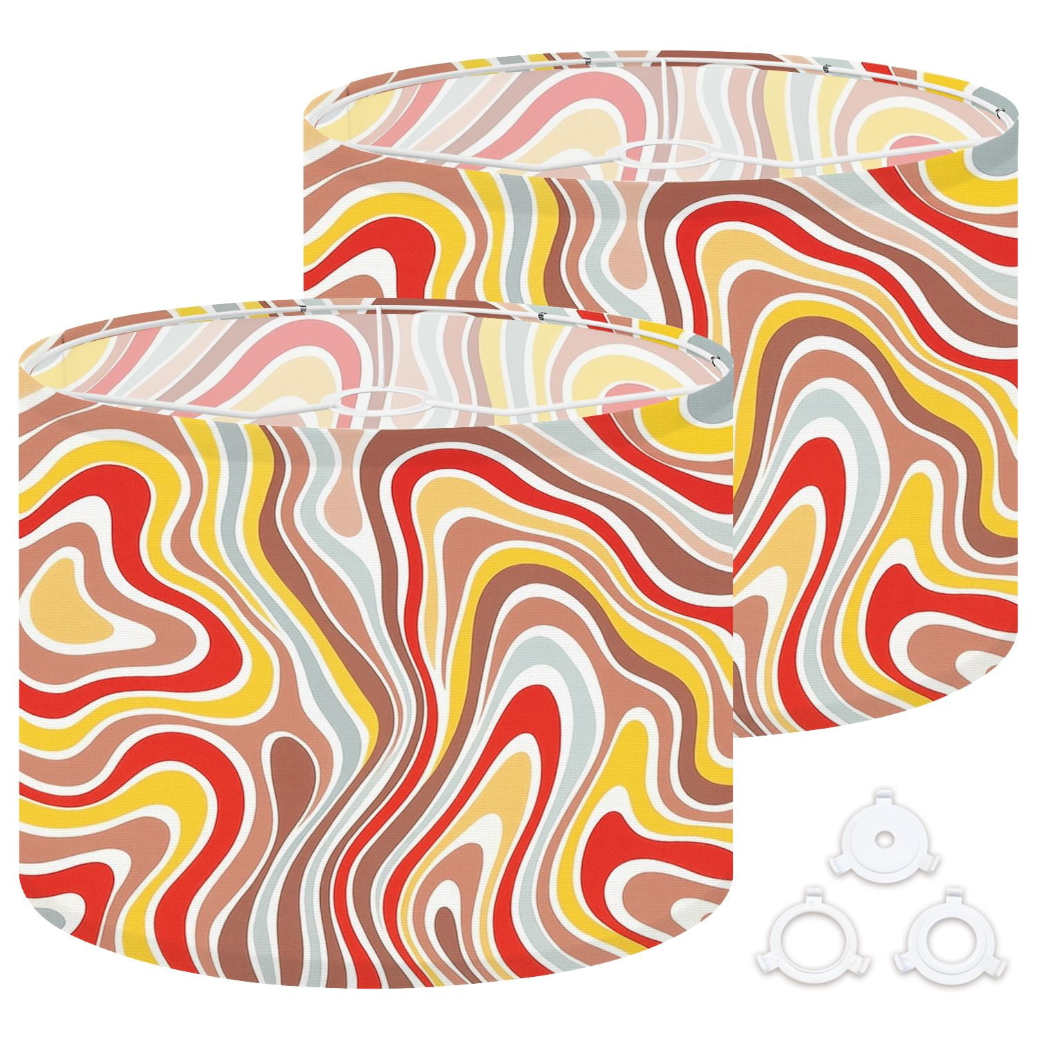 Lamp Shades Set of 2 Easy Assembly Psychedelic wavy lines marble ...