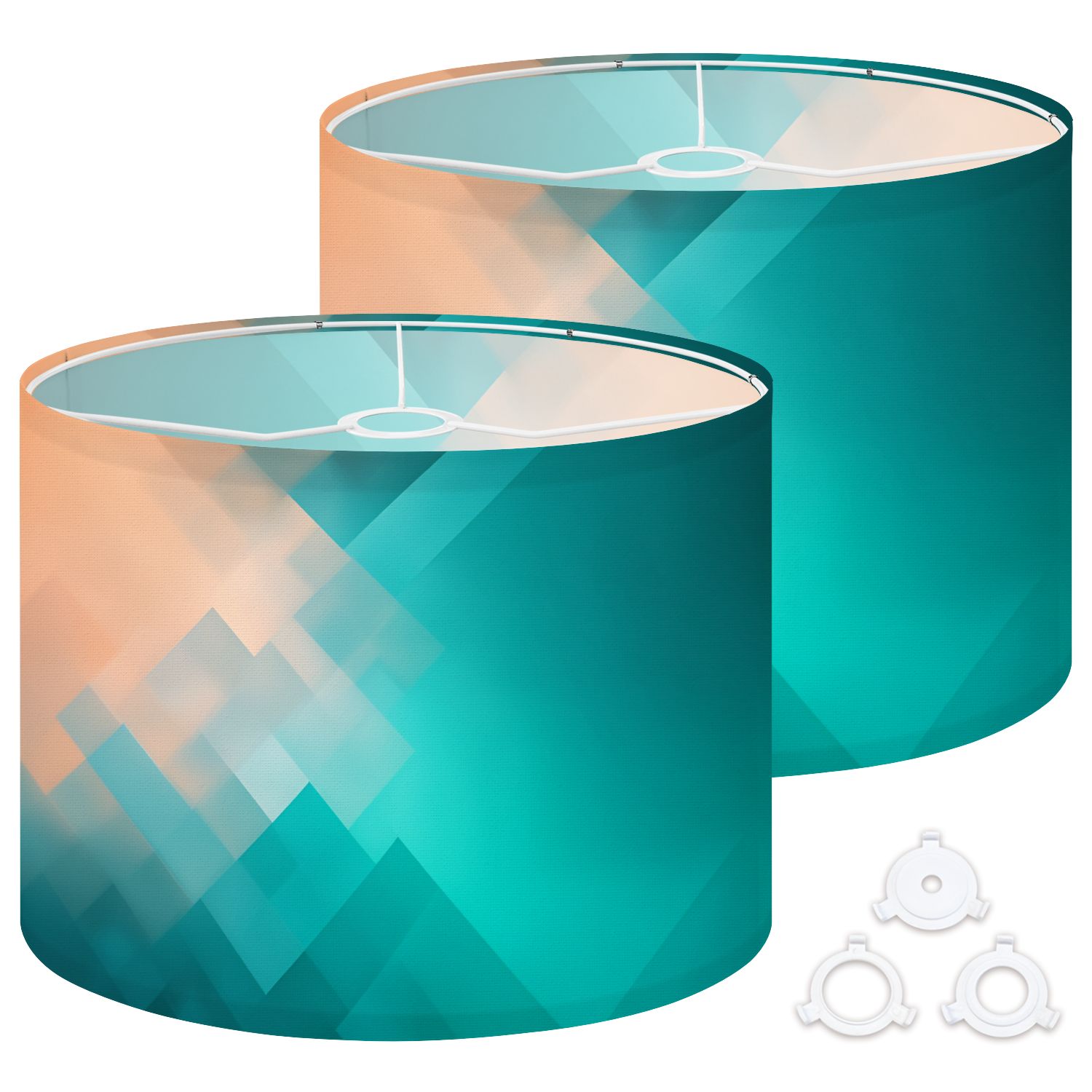 Lamp Shades Set of 2 Easy Assembly Teal abstract glass texture creative ...