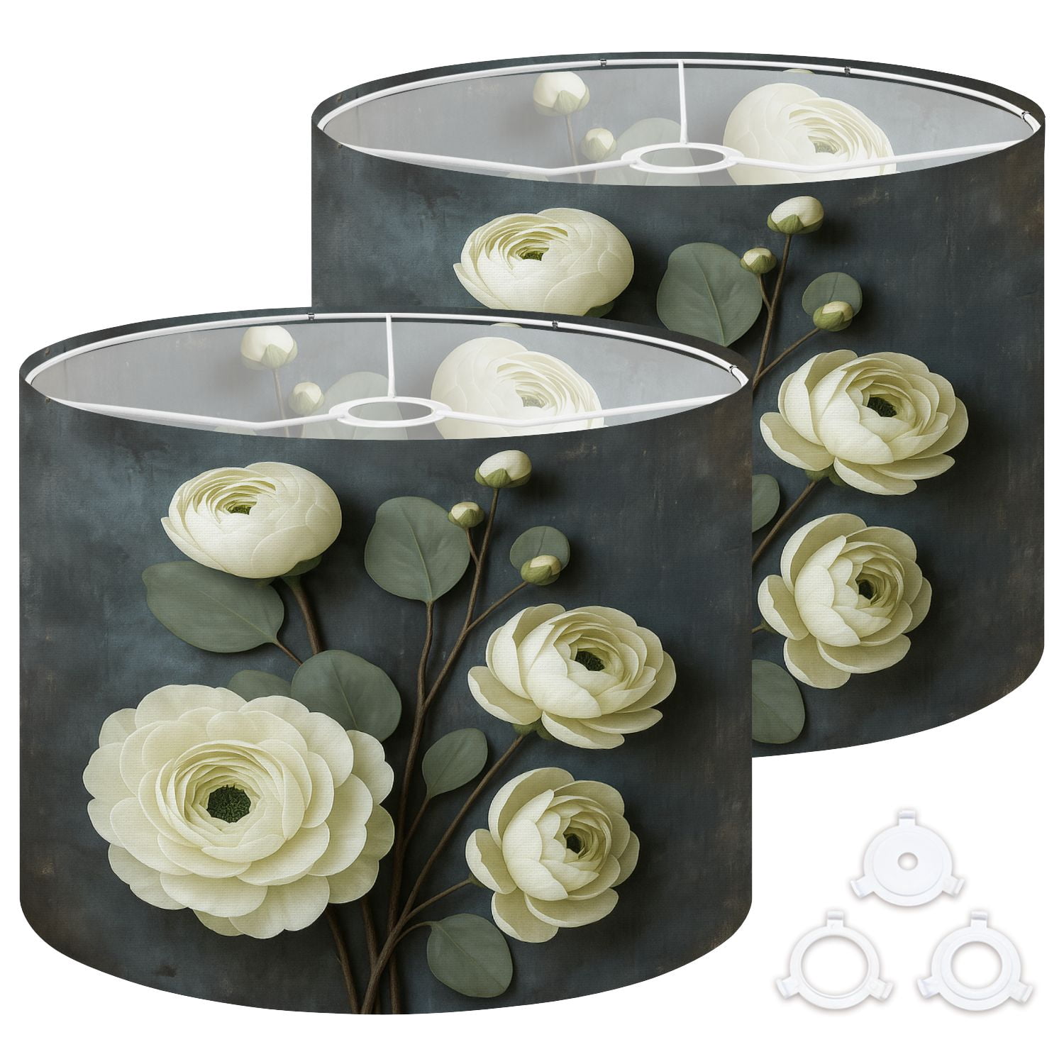 Lamp Shades Set of 2 Easy Assembly Vintage Farmhouse French Country ...