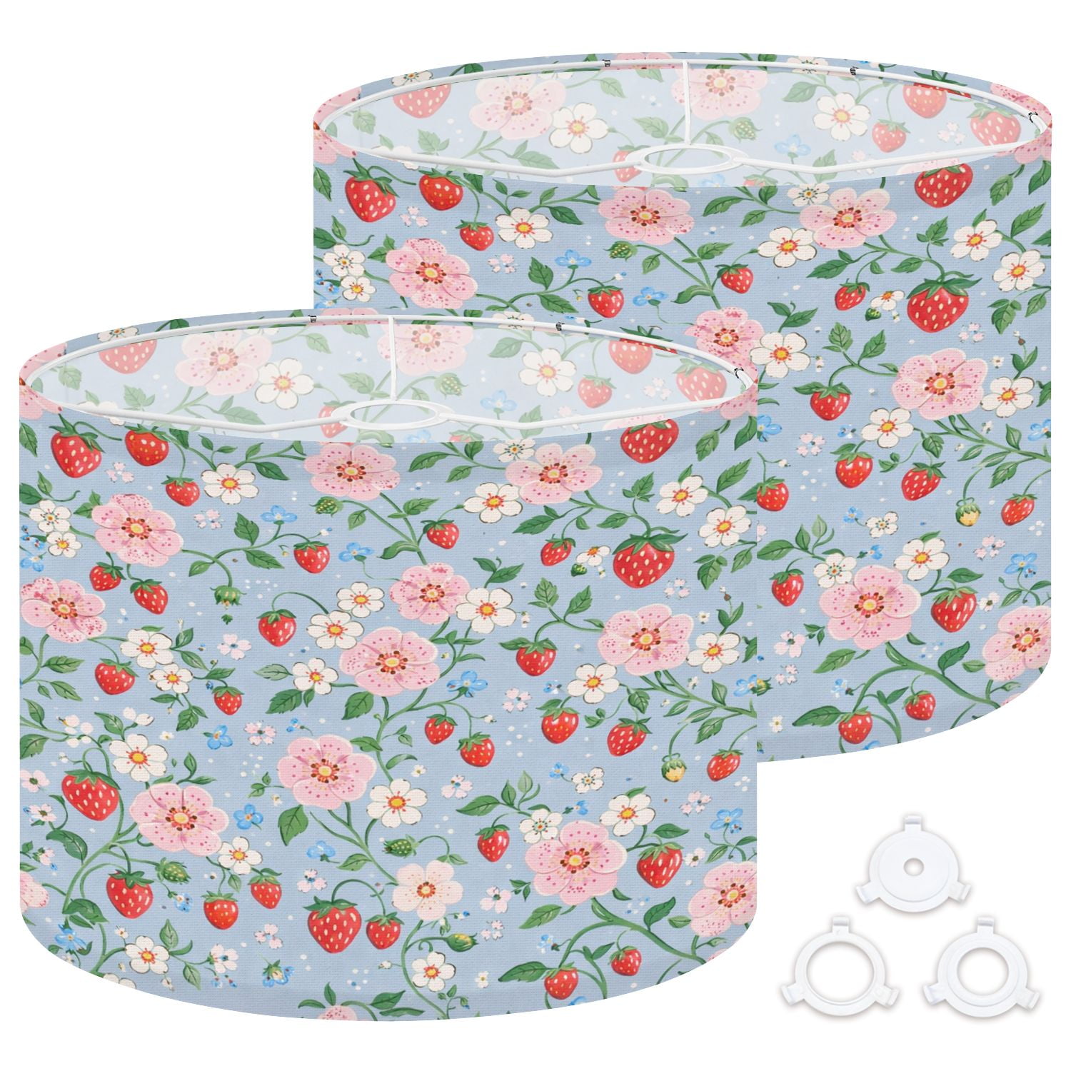 Lamp Shades Set of 2 Easy Assembly Vintage Floral Pink Flowers Ripe ...