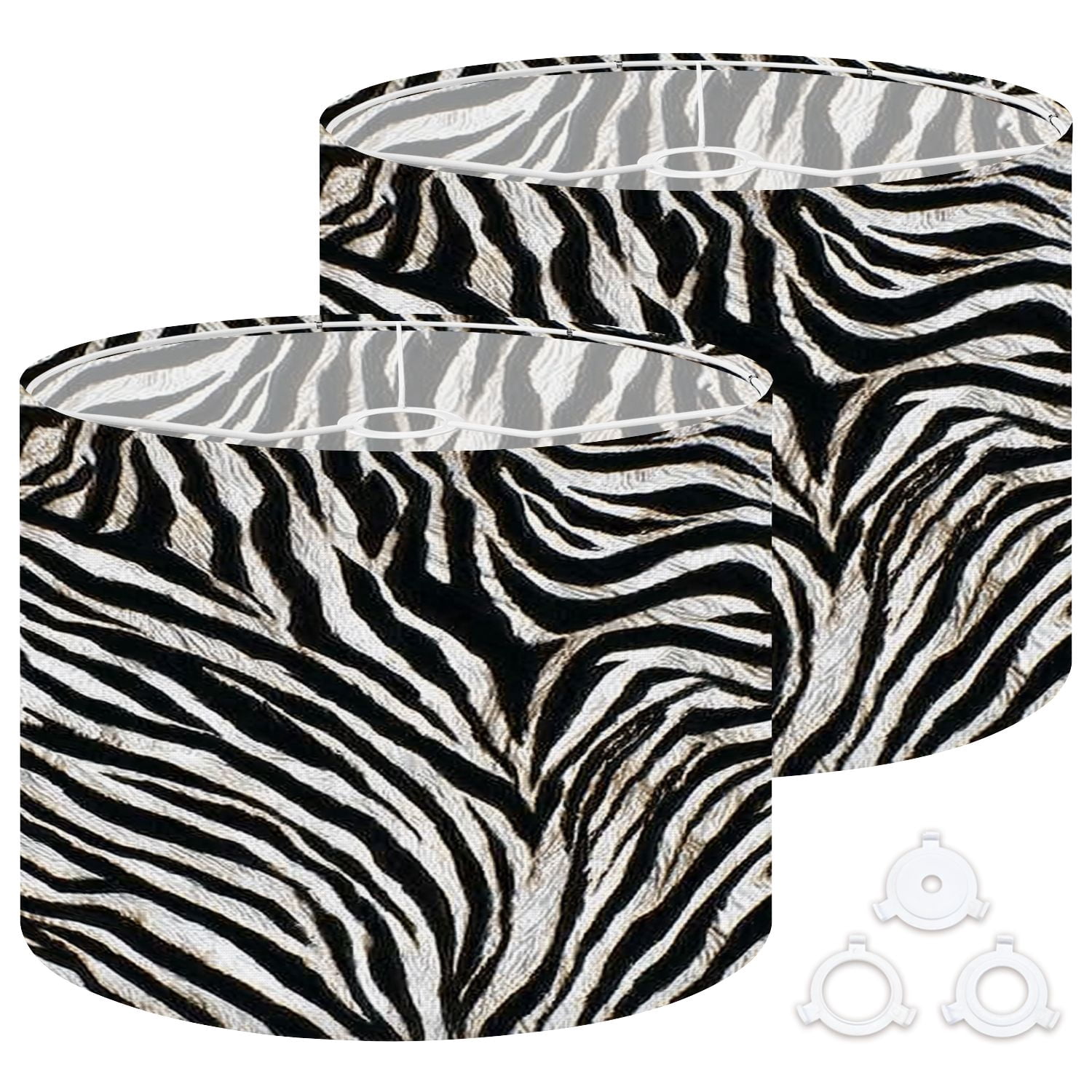 Lamp Shades Set of 2 Easy Assembly Zebra print animal skin tiger ...