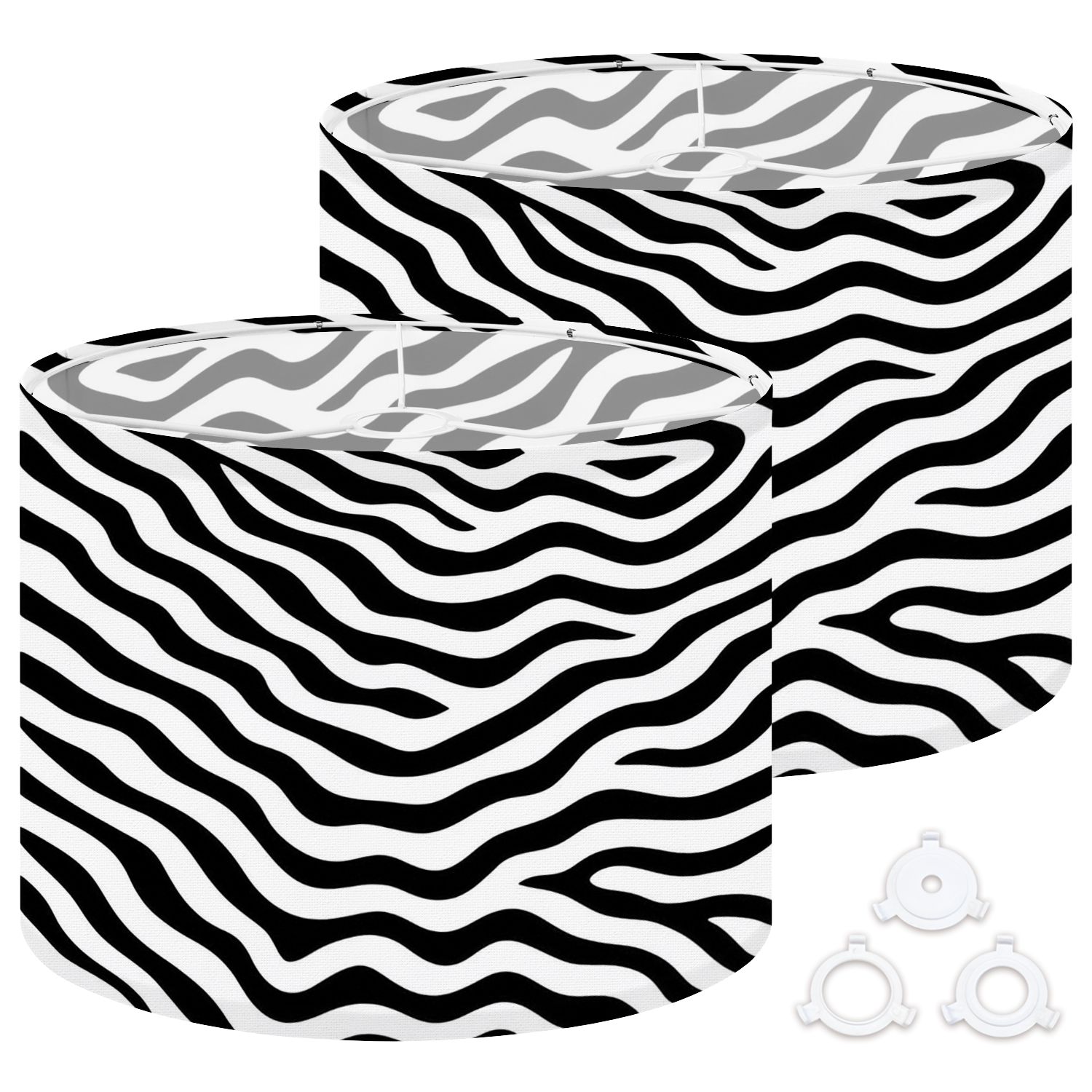 Lamp Shades Set of 2 Easy Assembly Zebra skin stripes Animal print ...
