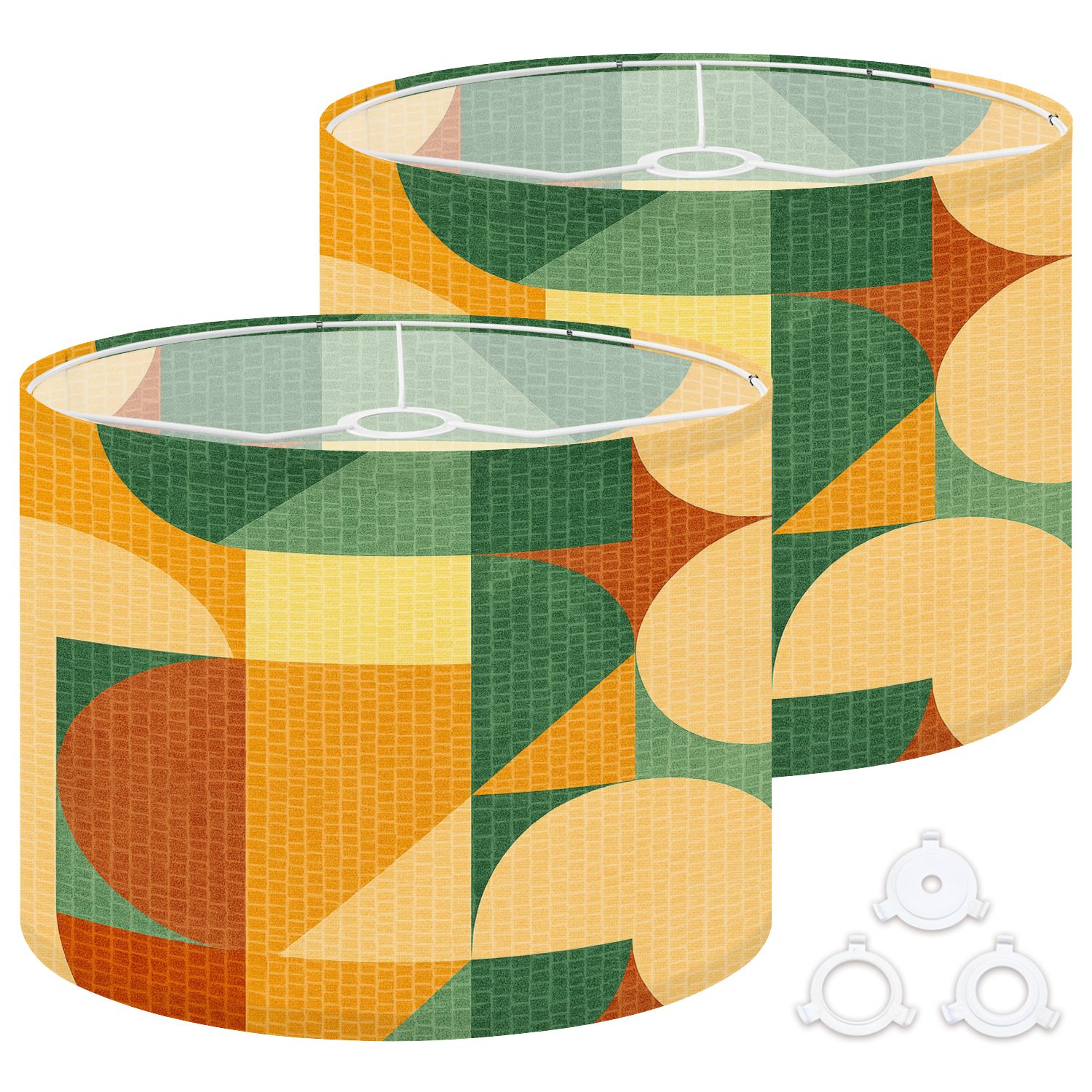Lamp Shades Set of 2 Easy Assembly geometric embroidery Handmade grunge ...