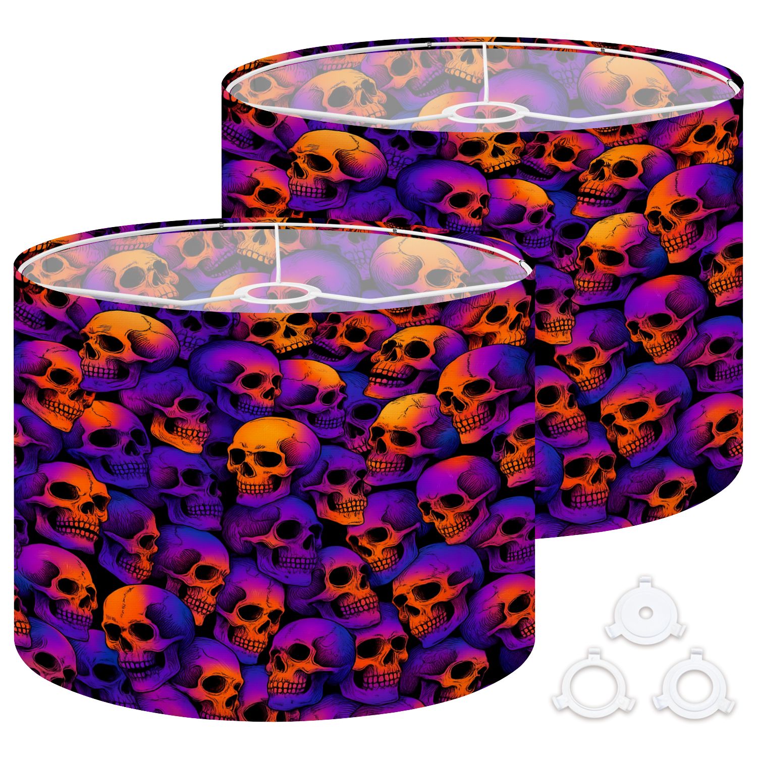 Lamp Shades Set of 2 Easy Assembly human skulls Gradient fill bright ...