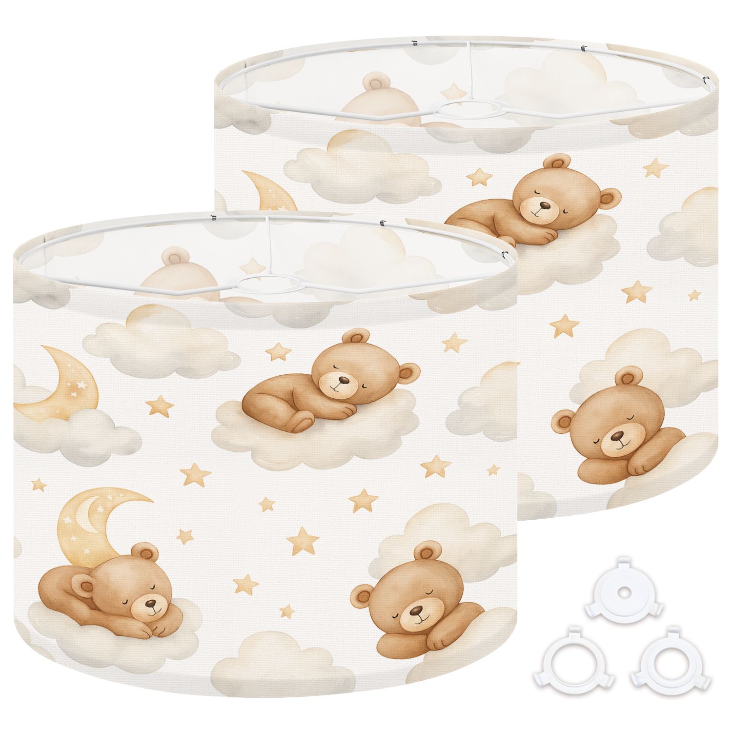 Lamp Shades Set of 2 Easy Assembly teddy bears clouds moon stars ...