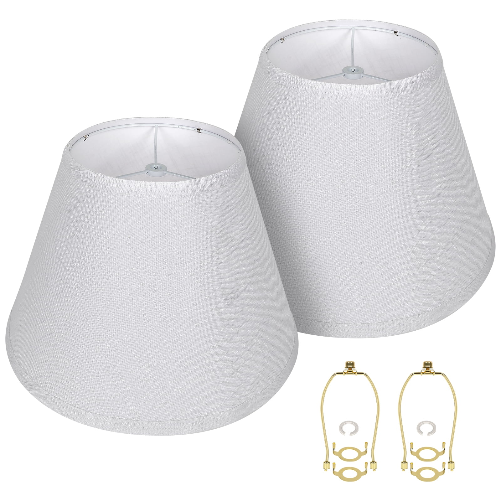 Lamp Shades Set of 2, Medium White Lampshade 7x13x9 inch, Barrel ...