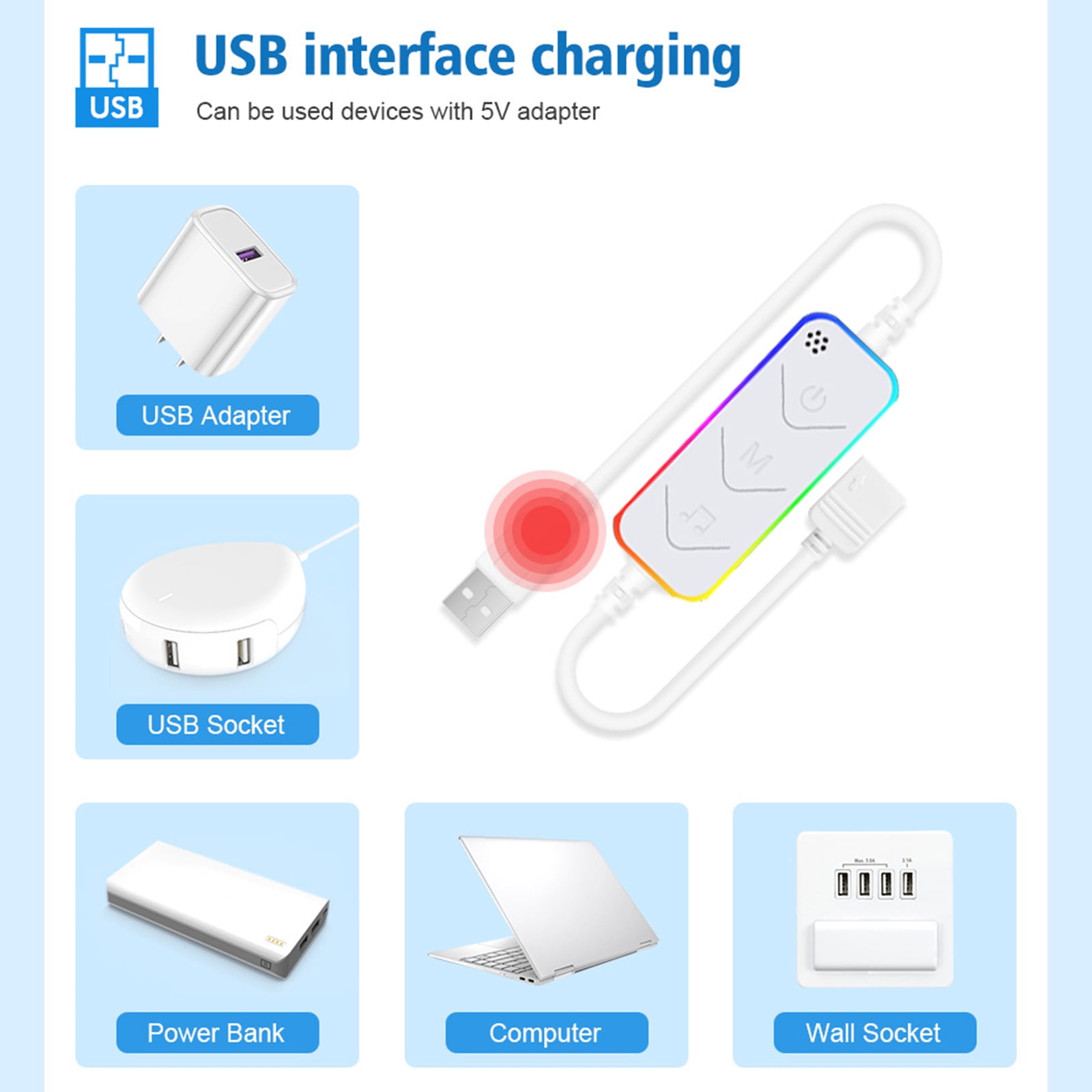 Lamp Strip,5v Sound Usb 5v Wifi Lamp Tv Usb - Walmart.com