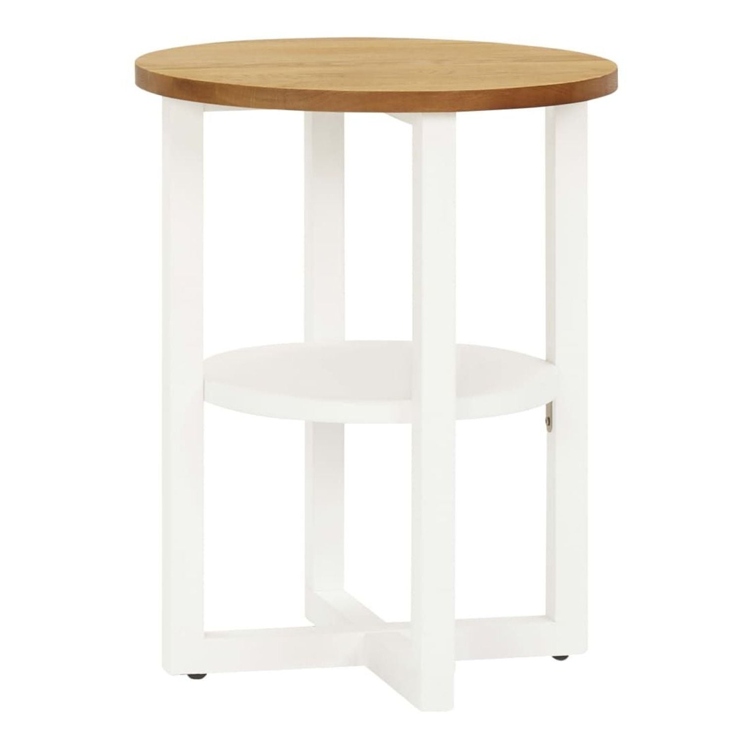 Lamp Table 15.7"x19.7" Solid Oak Wood, Side Table with Shelf, Living ...