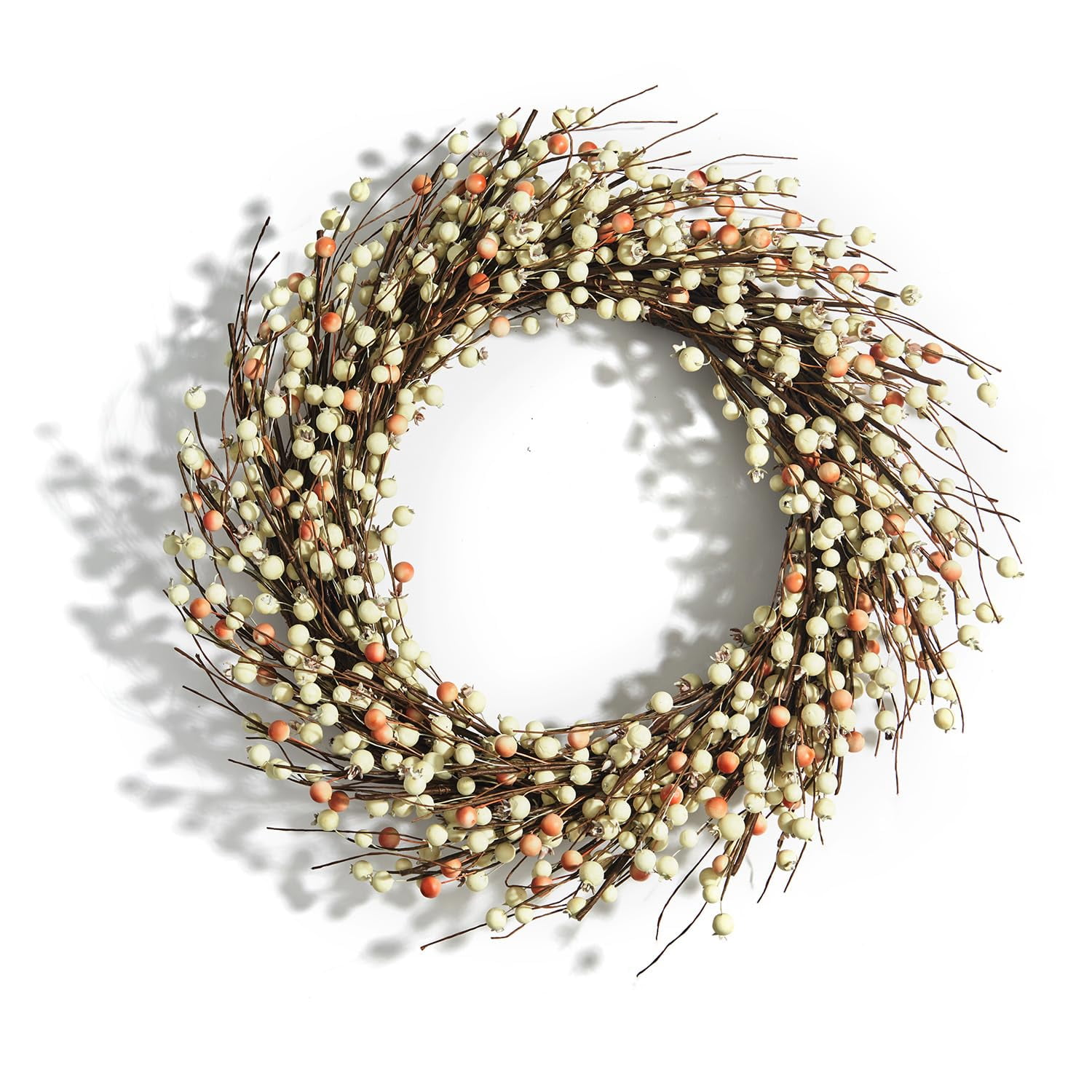 LampLust Wreaths for Front Door, 22 Inch Grapevine Wreath with Cream ...