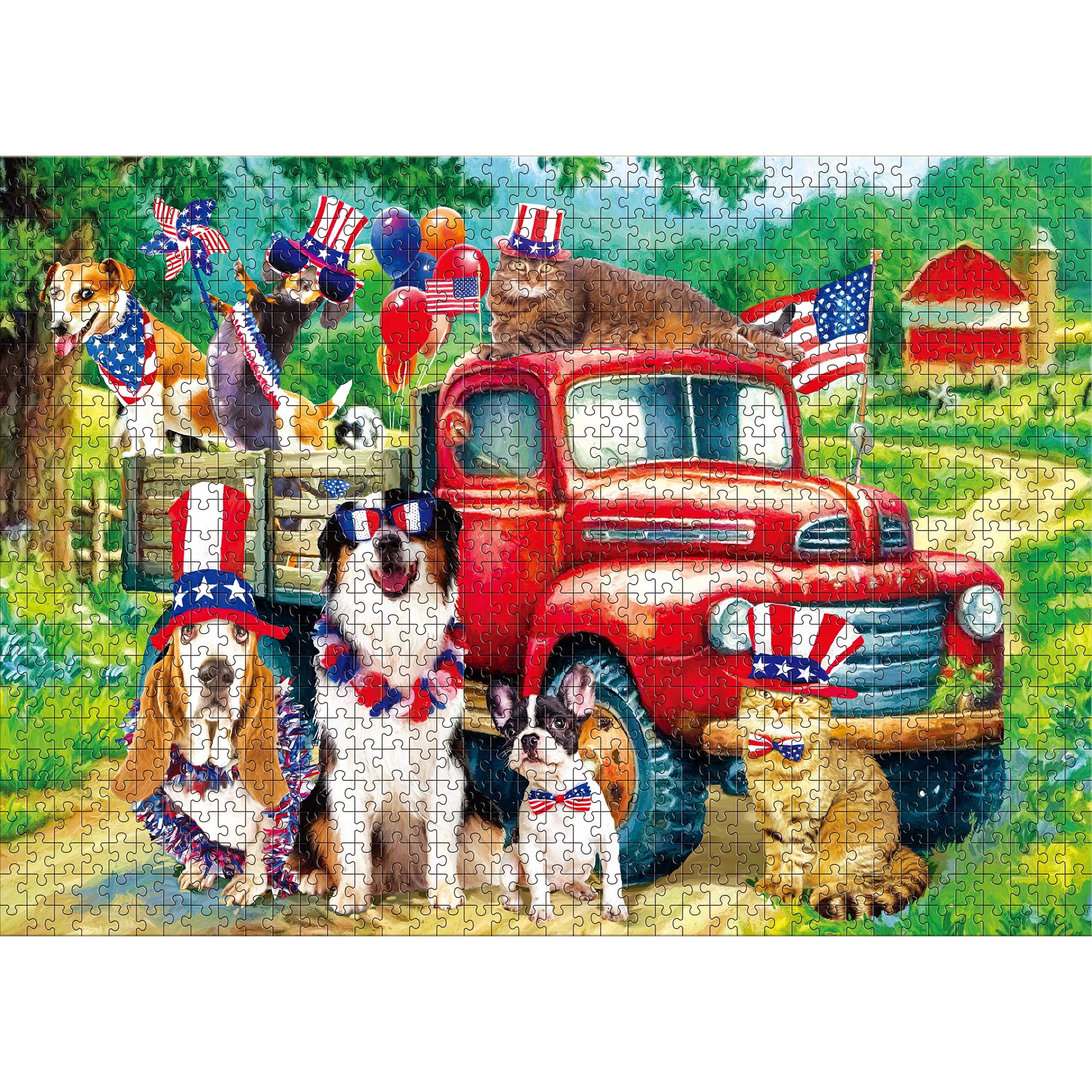 Lamplig Puzzles for Adults 1000 Pieces - Pets American Flag Patriotic ...