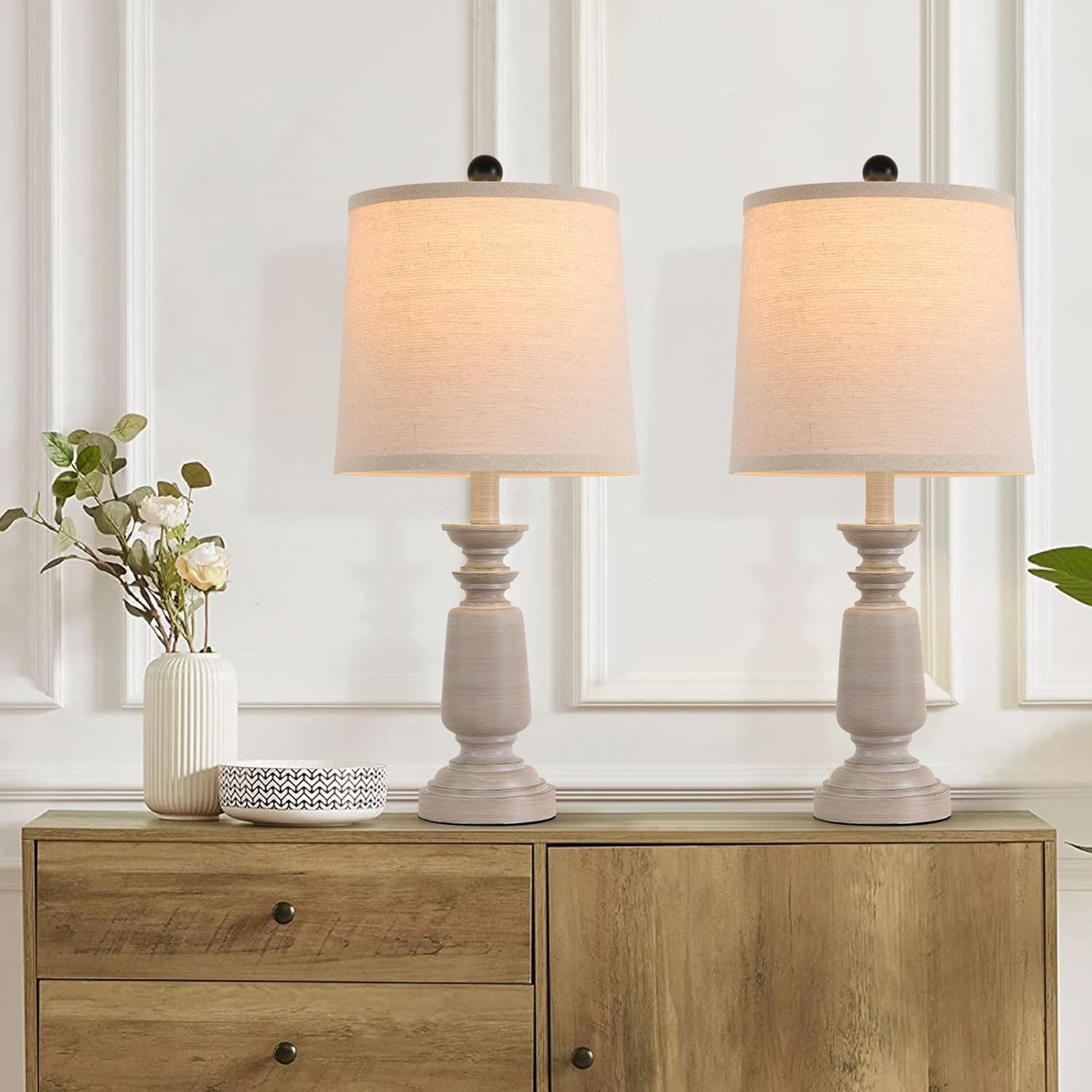 Lamps Set of 2 Modern Farmhouse Table Lamp Bedside Reading Lights ...