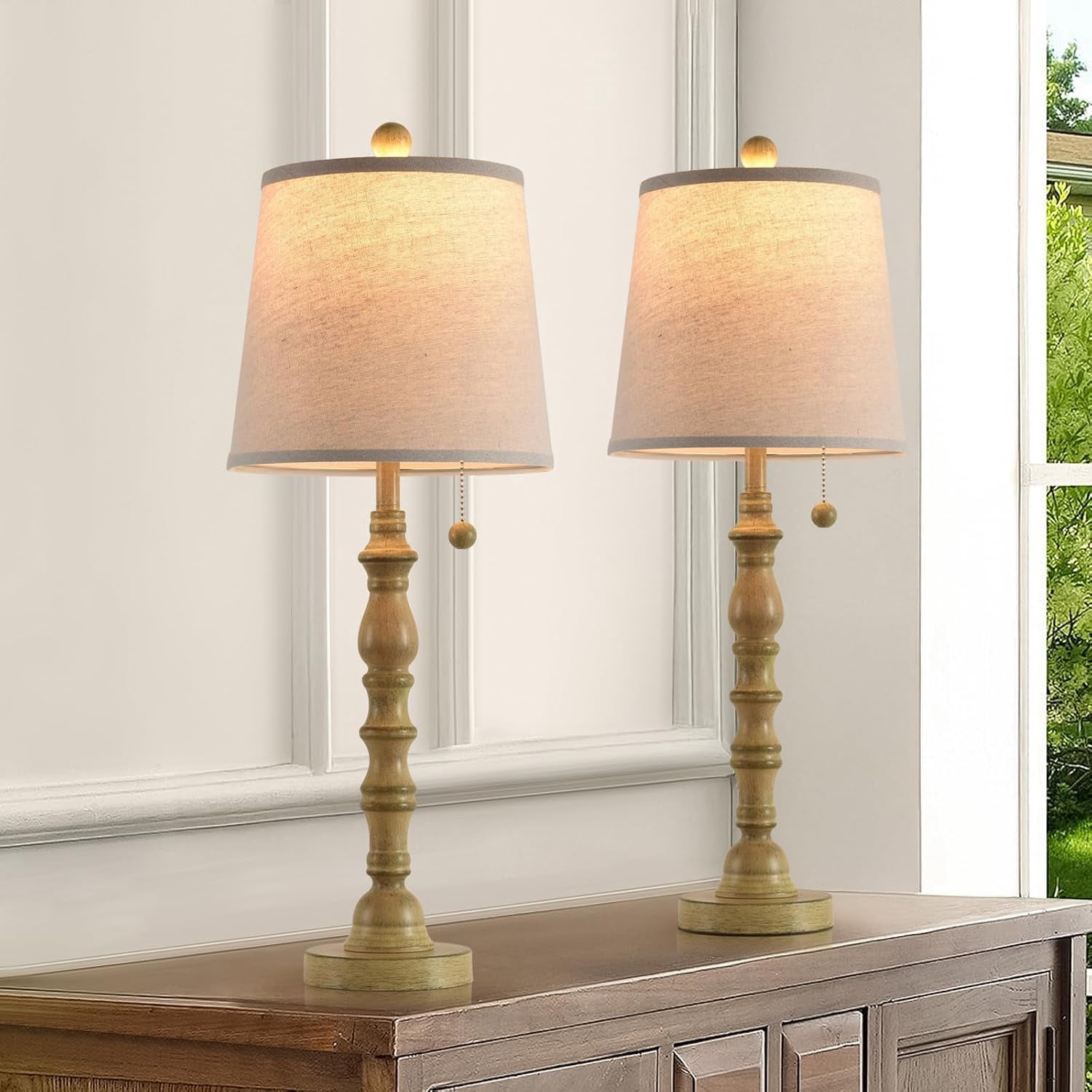 Lamps Set of 2 Modern Farmhouse Table Lamp Bedside Reading Lights ...