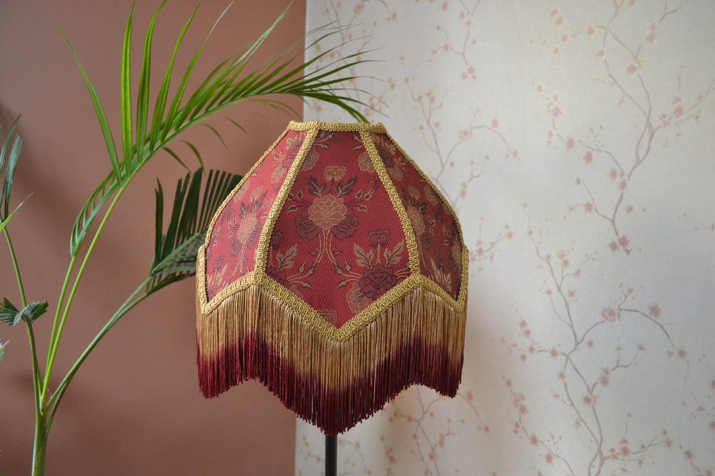 BespokeByNikita Scallop Dome Red Brocade Glass Dome Lamp Shade 1 Count ...