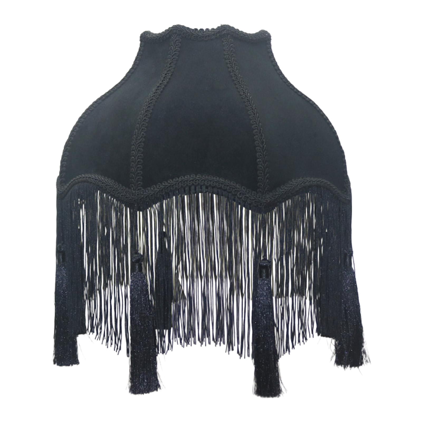 Lampshade Bell Shape Velvet Lamp Shade Tassel Fringe Velvet Cloth ...