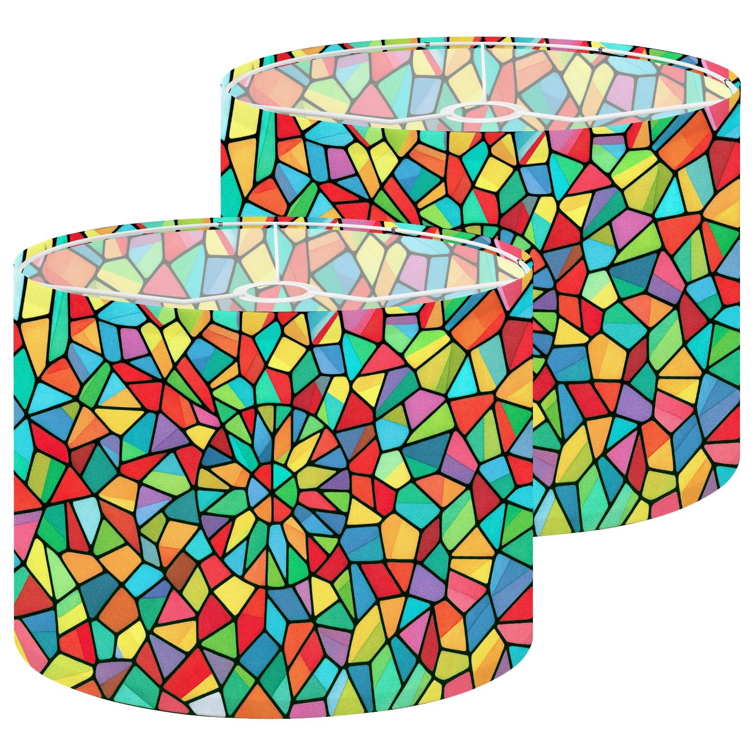 Lampshades 2 Pack Abstract Decorative Stained Glass Colorful 13"x13"x10 ...