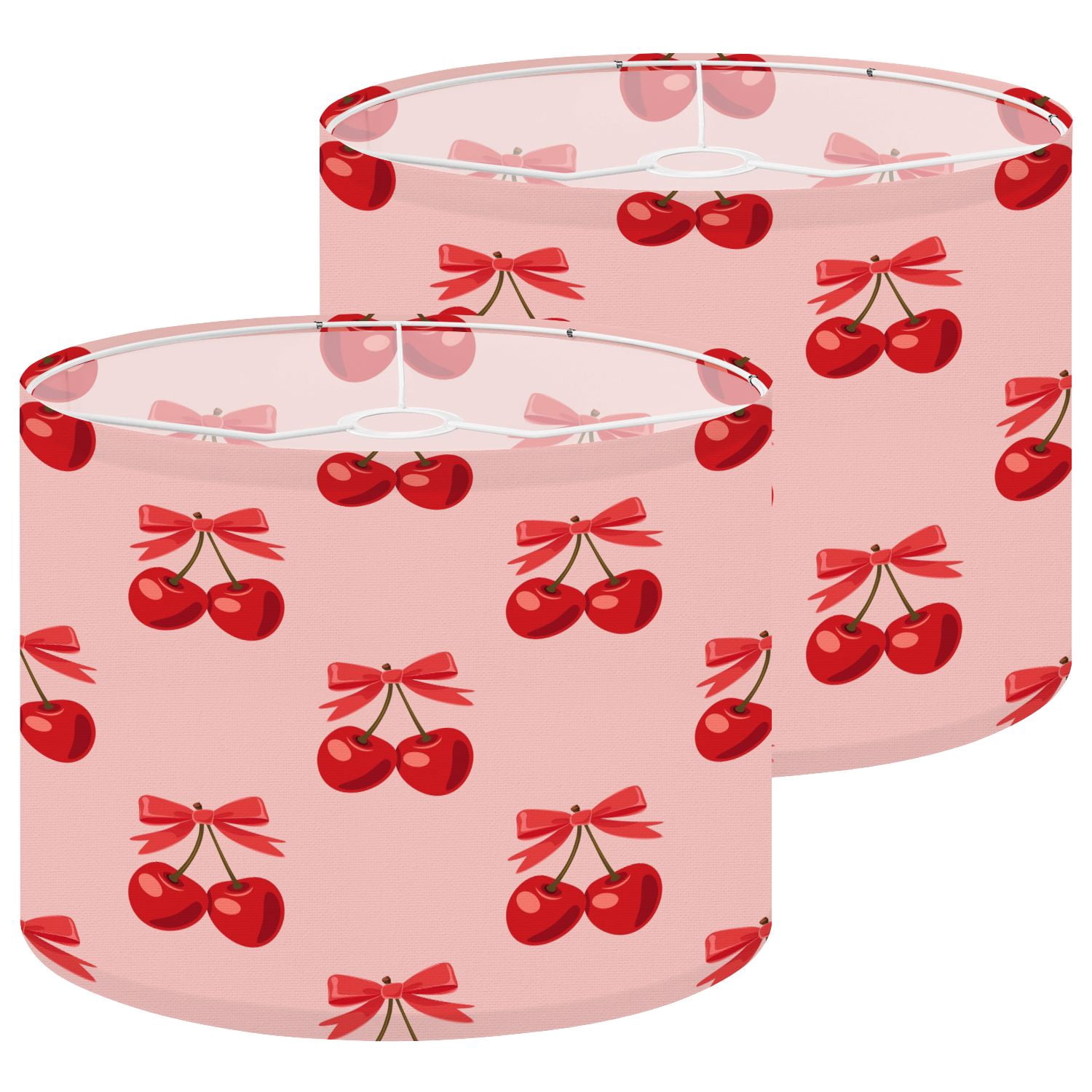 Lampshades 2 Pack Adorable Cherry Couple Bow Pink Cute Cherries for ...